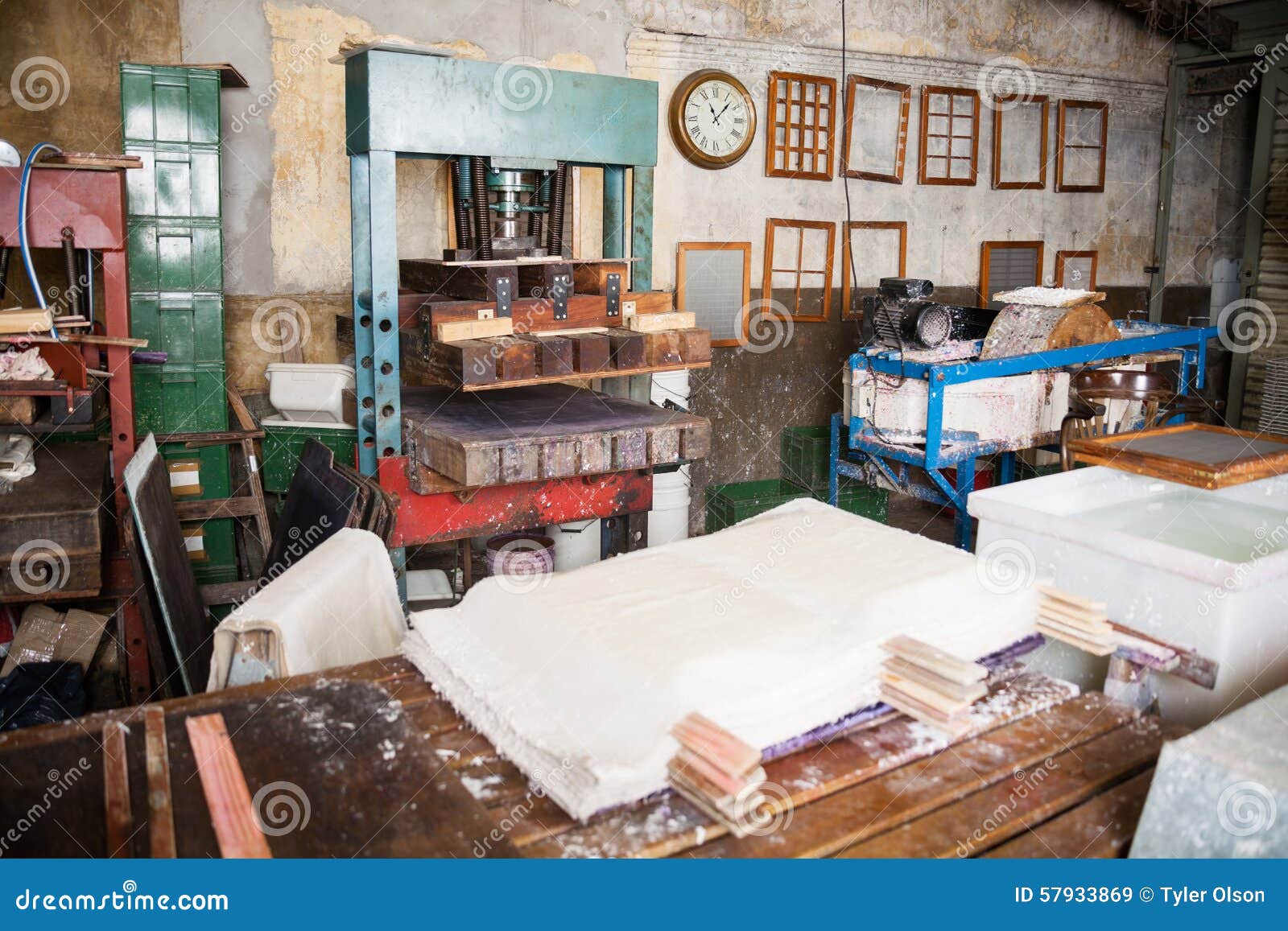 Papers and Press Machine in Factory Stock Image - Image of stack, book ...