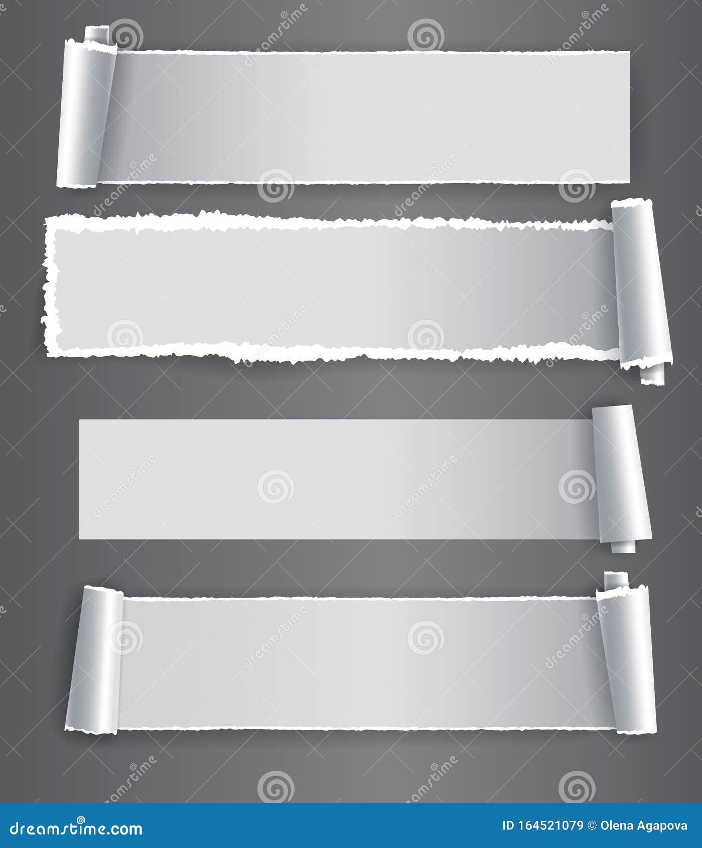Papers Strips with Torn Edges. Pieces of Ripped White Paper and Soft ...