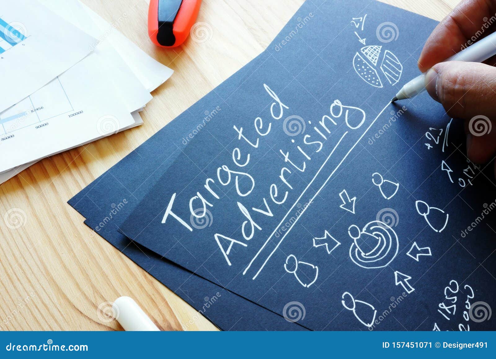 Papers with Targeted Advertising Ideas Stock Image - Image of advertise ...