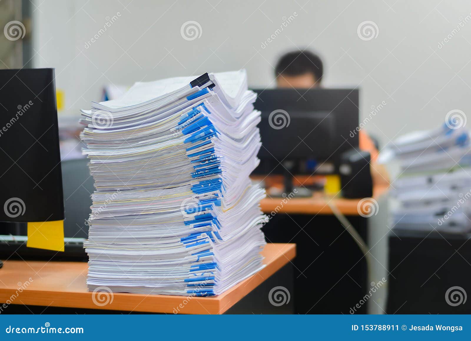 Papers Work Stack Documents Closeup on Office Desk ,business Documents ...