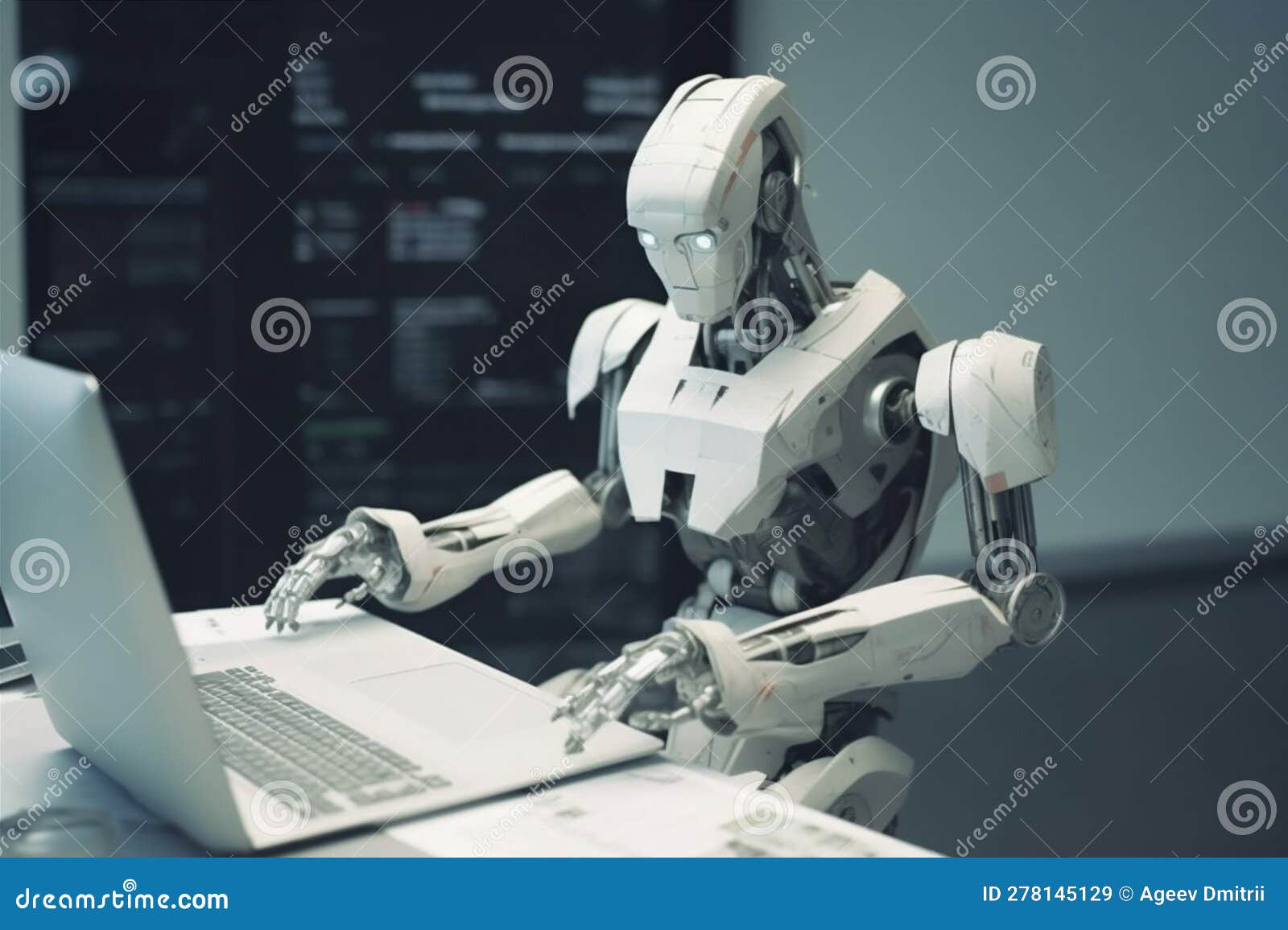 Hand Digital Paper Document Robot Laptop Office Technology Ai ...