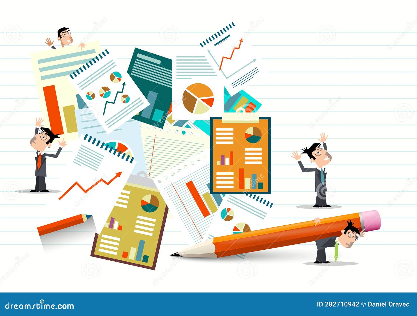 Paperwork - Businessmen People with Pencil and Business Reports Stock ...