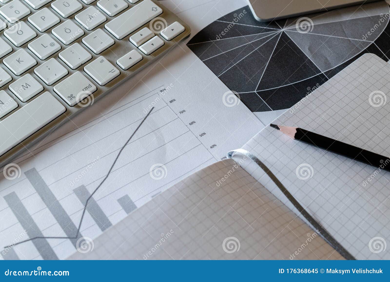 Paperwork on Desk. Financial Data Documents Charts Graphs Diagrams on ...