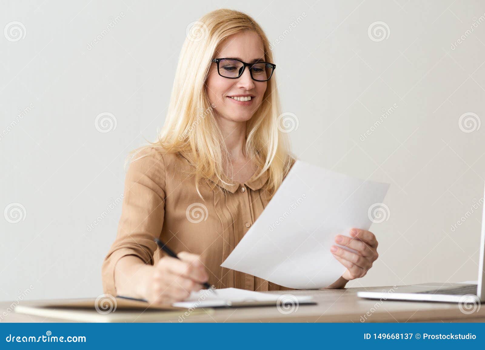 Paperwork. Female Financial Manager Working with Documents Stock Image ...