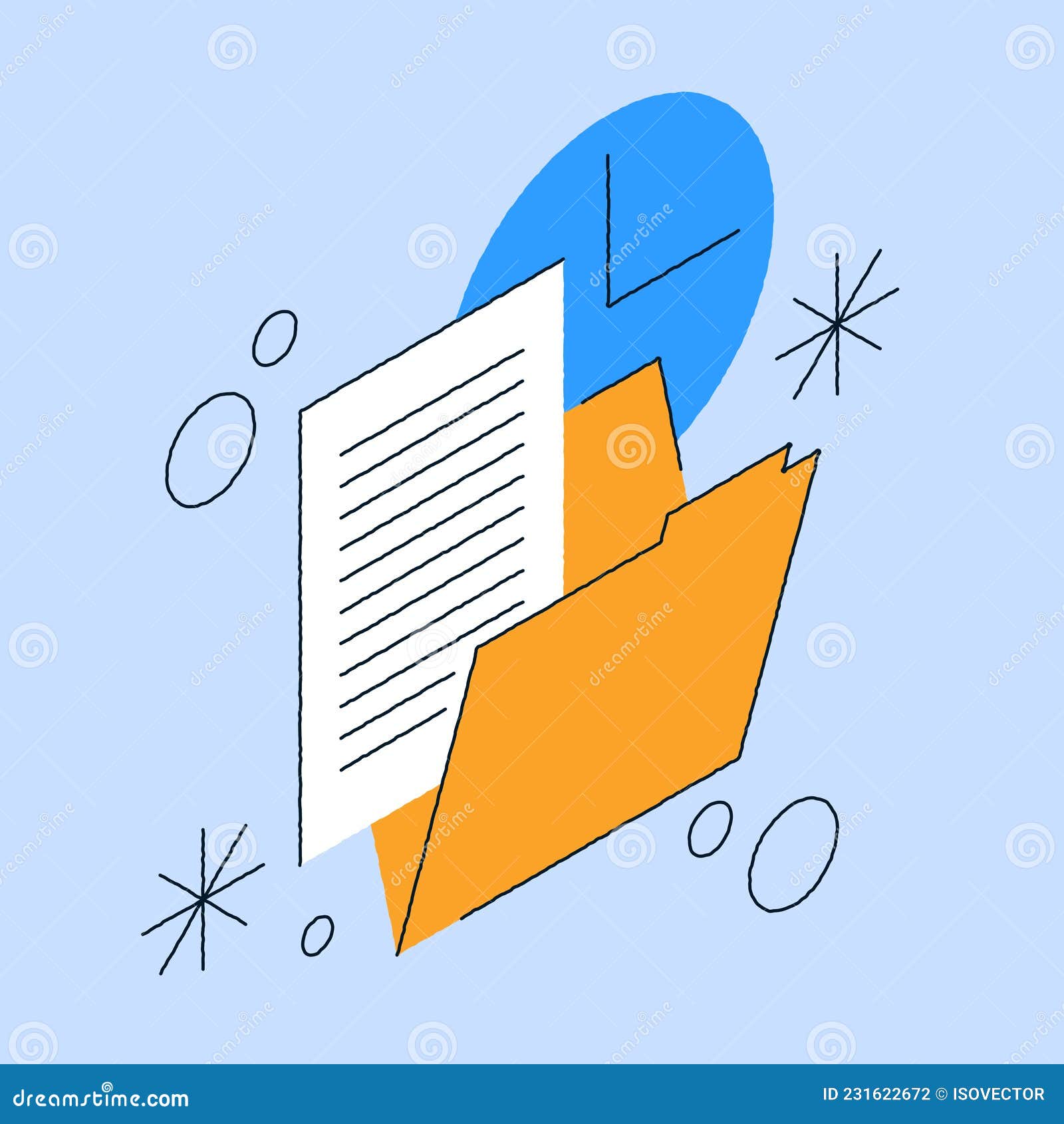 Paperwork File Data Folder Isometric Illustration Stock Vector ...