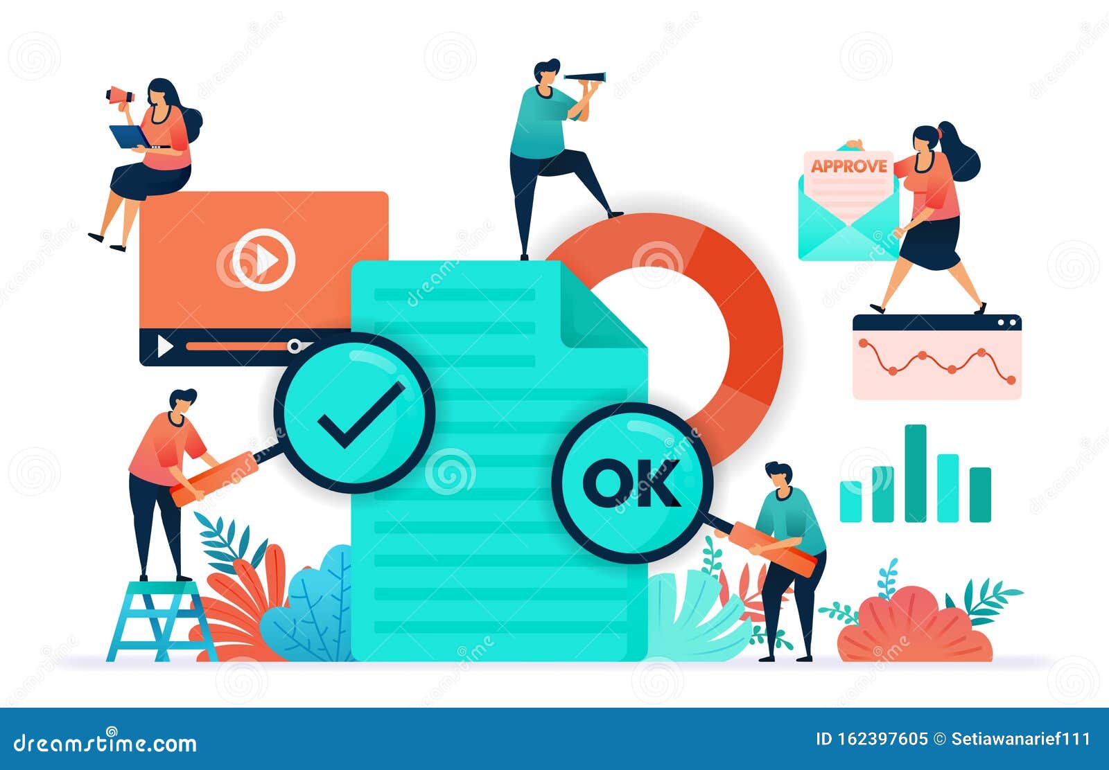 Paperwork Flat Vector Design. Ok or Yes on the Video Content or ...