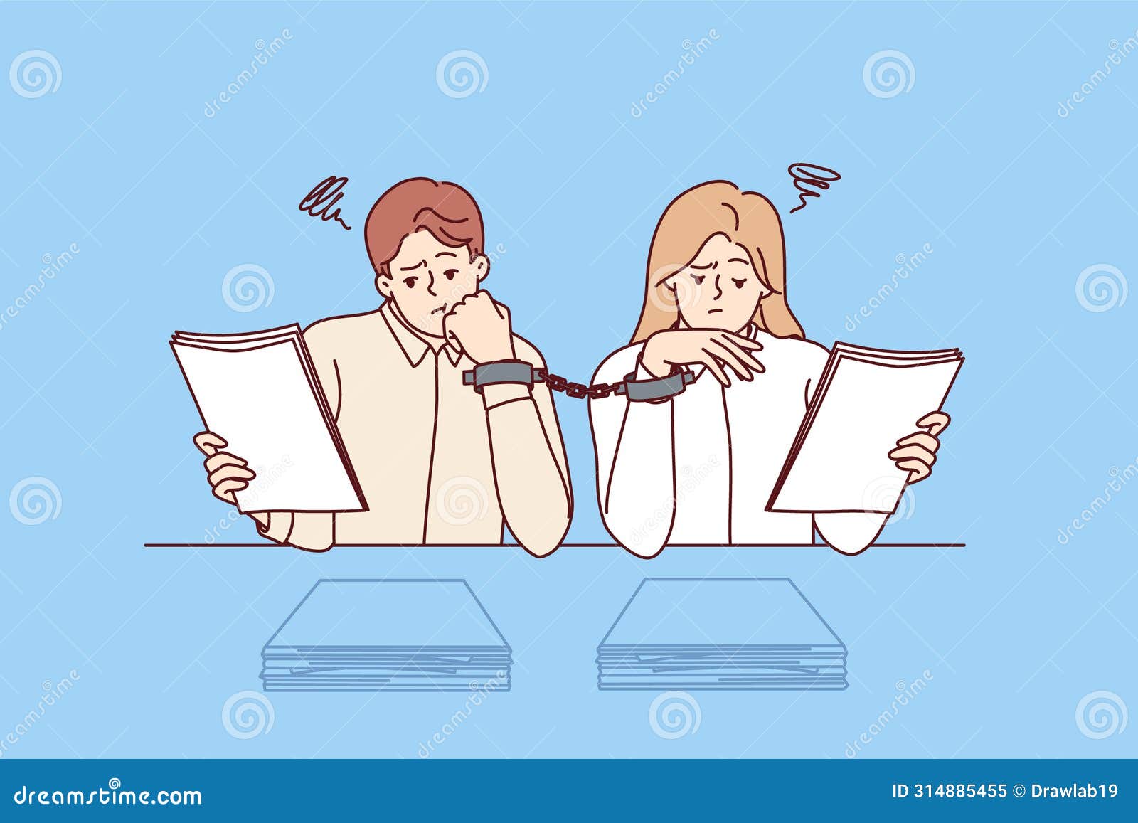 Paperwork Forces Handcuffed Colleagues To Do Overtime, Sitting at Desk ...