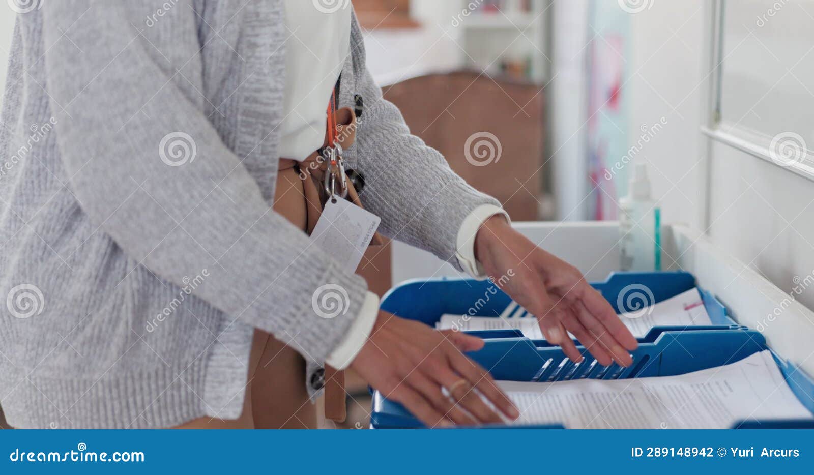 Paperwork, Hands and Teacher in Classroom with Student Exam Evaluation ...
