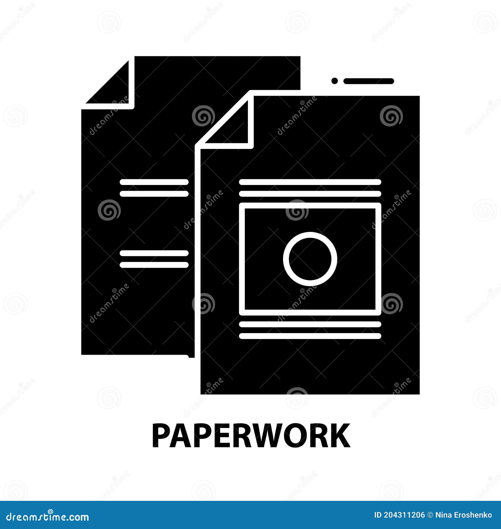 Paperwork Icon, Black Vector Sign with Editable Strokes, Concept ...