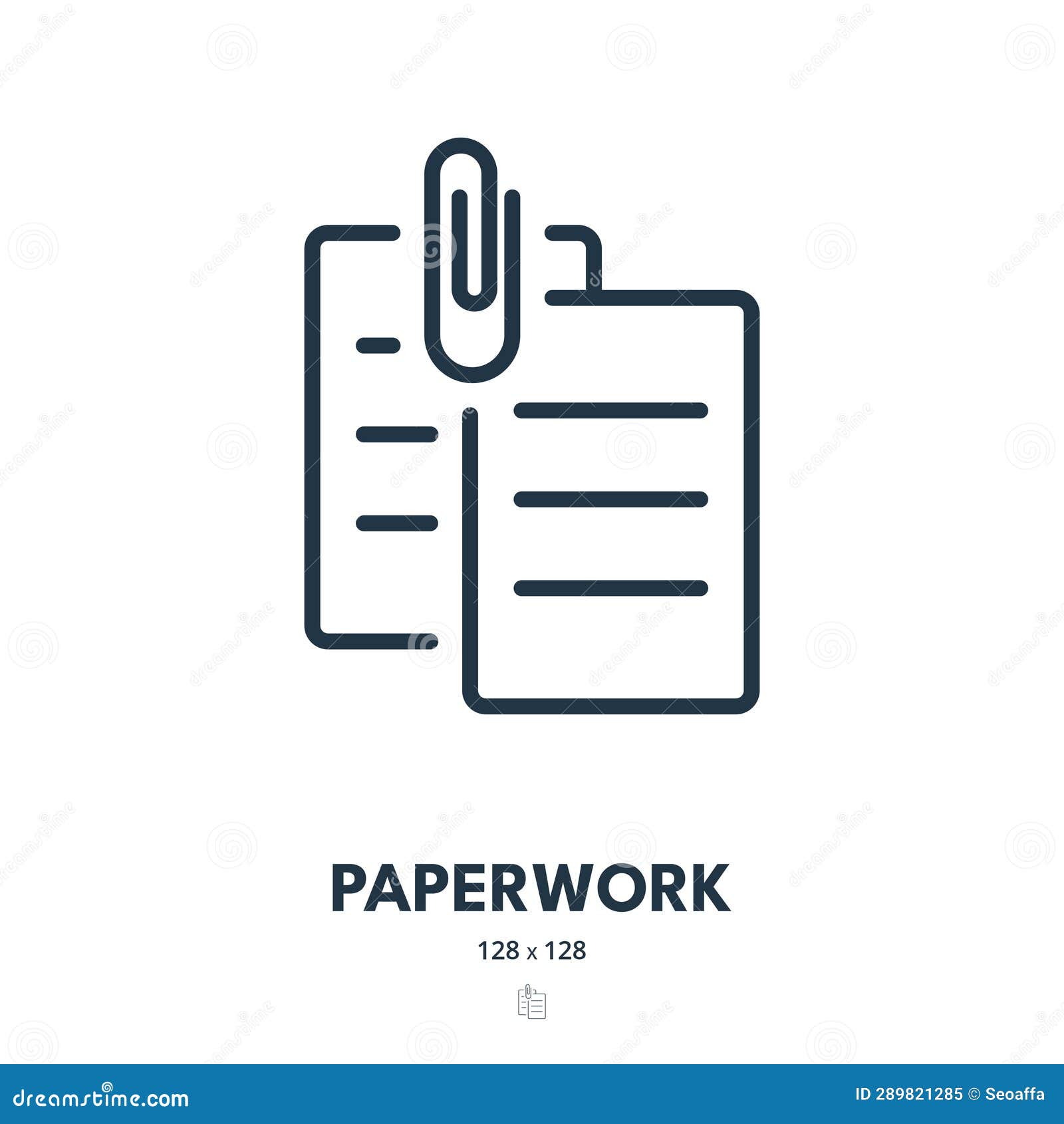 Paperwork Icon. Document, Paper Clip, Documentation. Editable Stroke ...