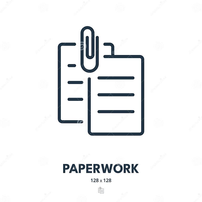 Paperwork Icon. Document, Paper Clip, Documentation. Editable Stroke ...