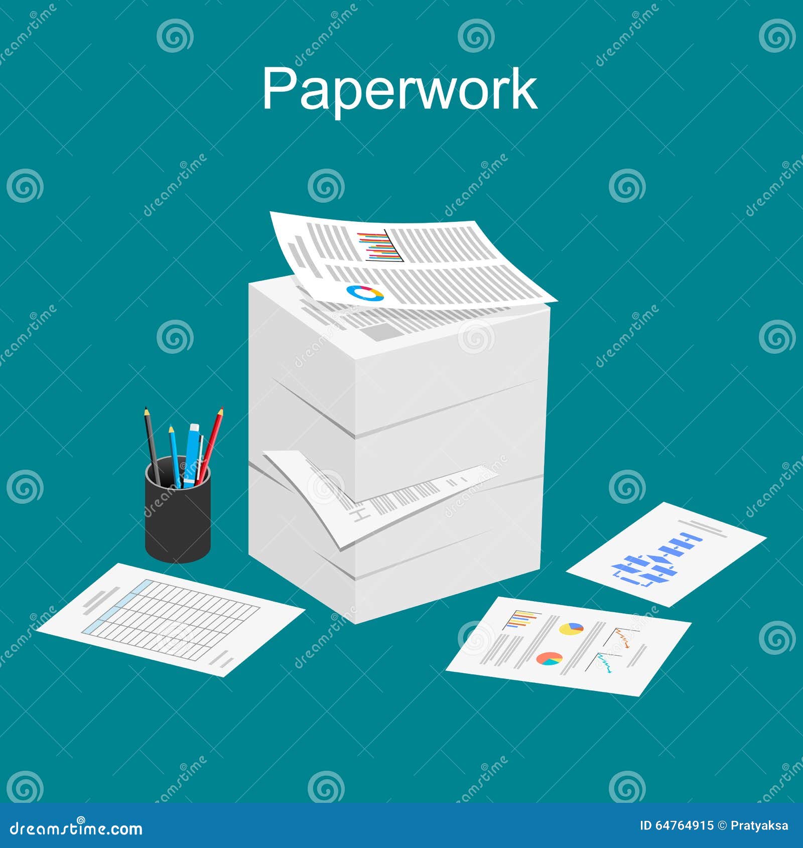 Paperwork illustration. stock vector. Illustration of files - 64764915