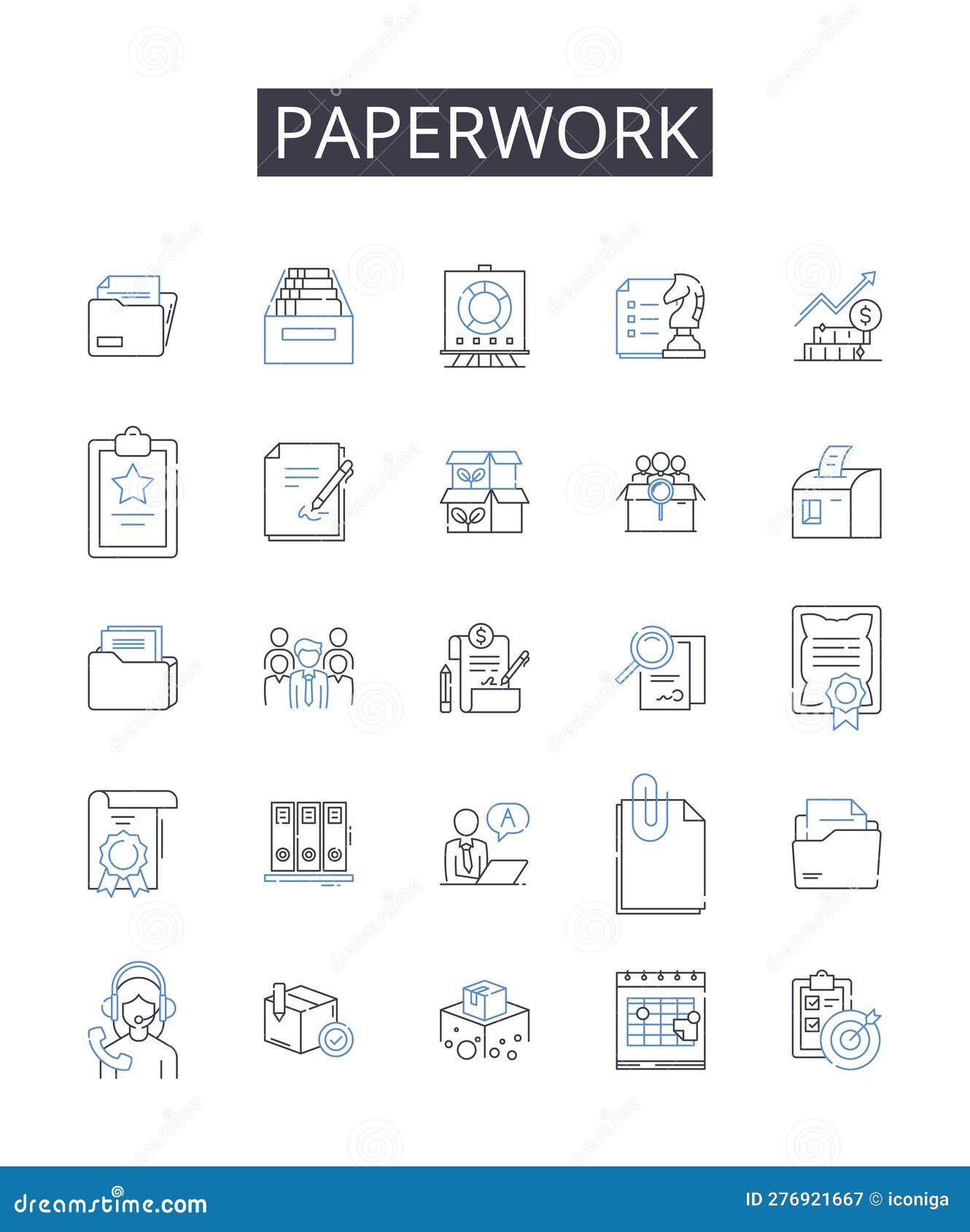 Paperwork Line Icons Collection. Education, Development, Learning ...