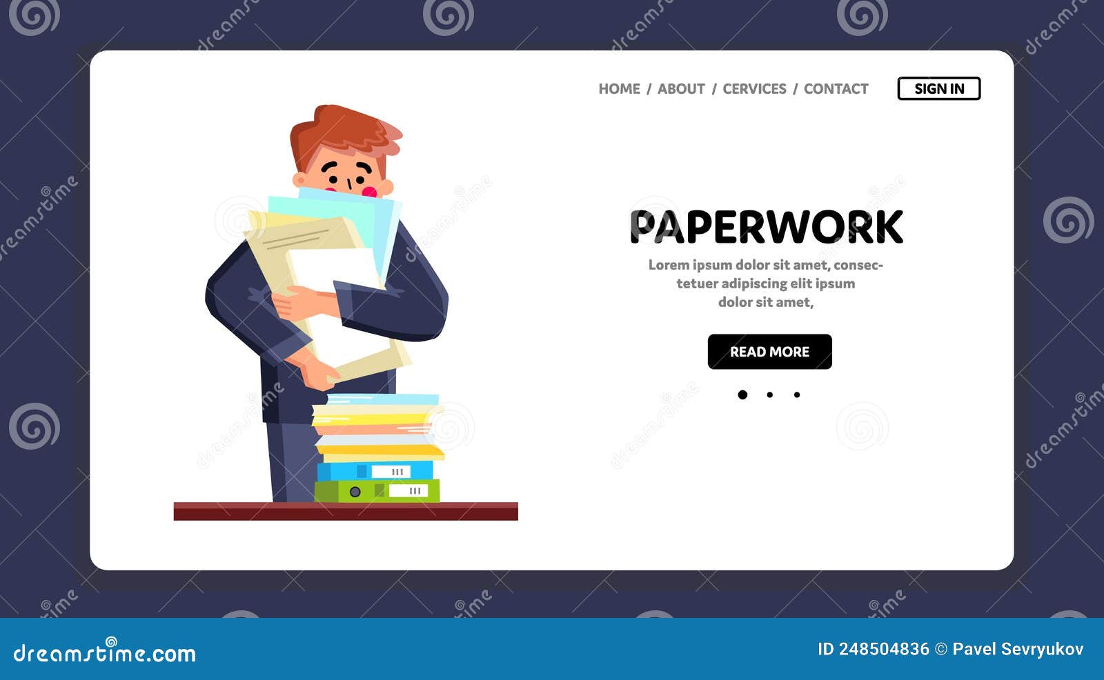 Paperwork Manager Man at Office Workspace Vector Stock Vector ...