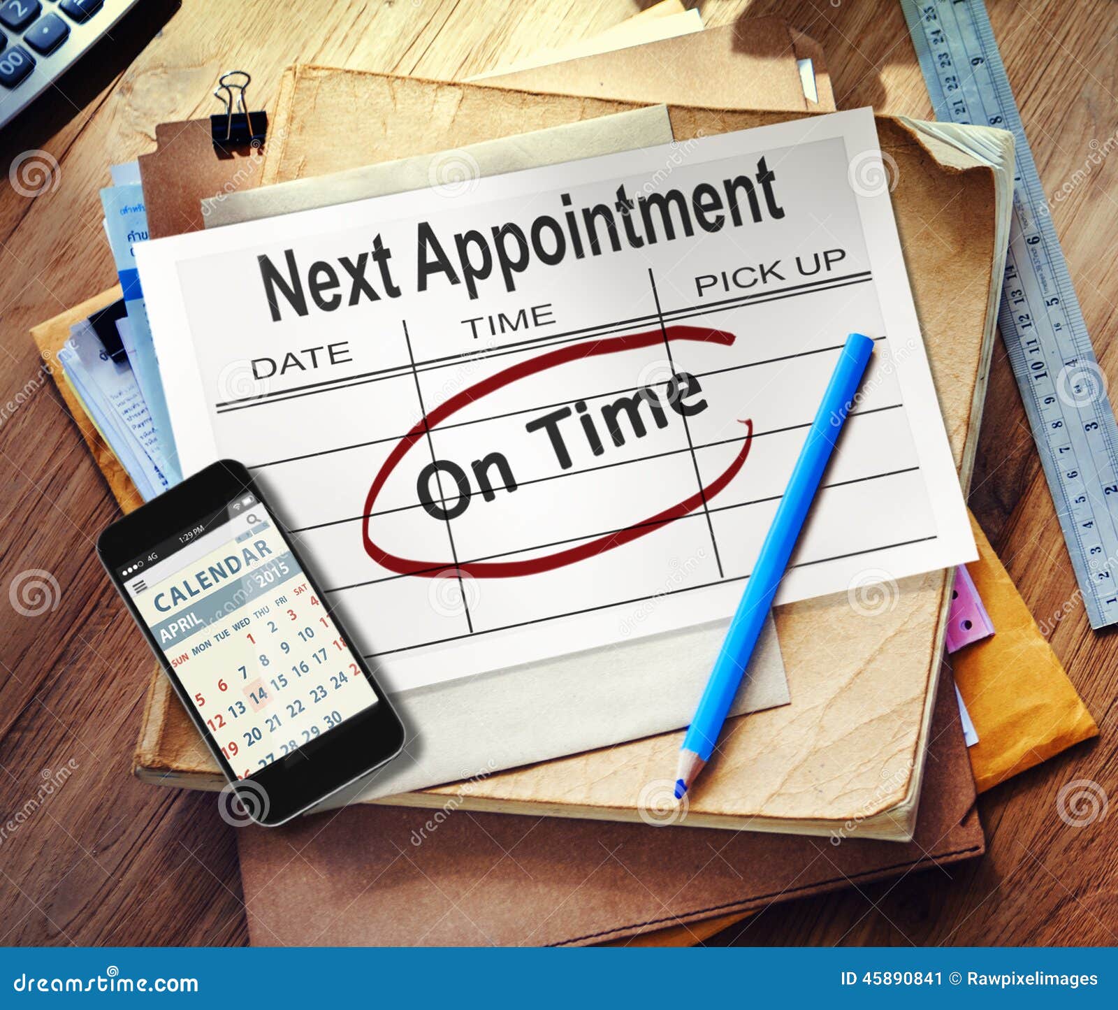 Paperwork and Mobile Phone Used for Scheduling Stock Image - Image of ...