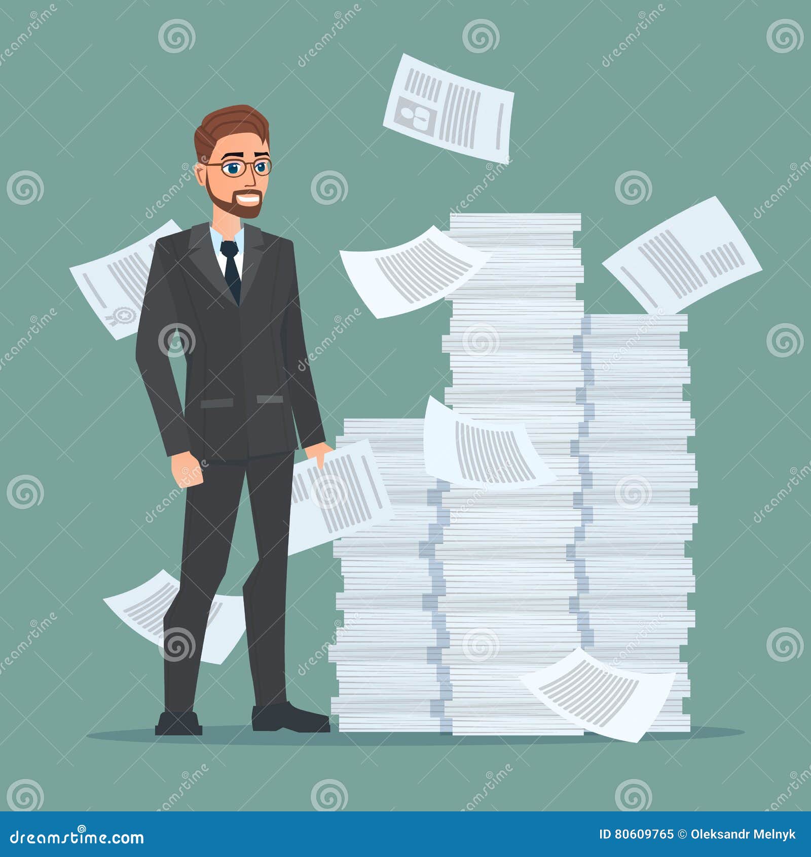 Paperwork and Overworked, of an Employee Engaged in Work Stock Vector ...
