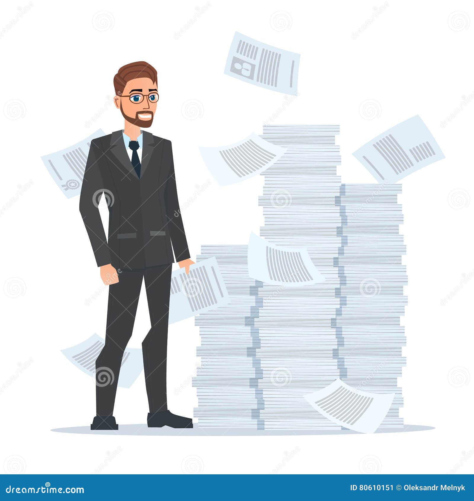 Paperwork and Overworked, of an Employee Engaged in Work Stock Vector ...