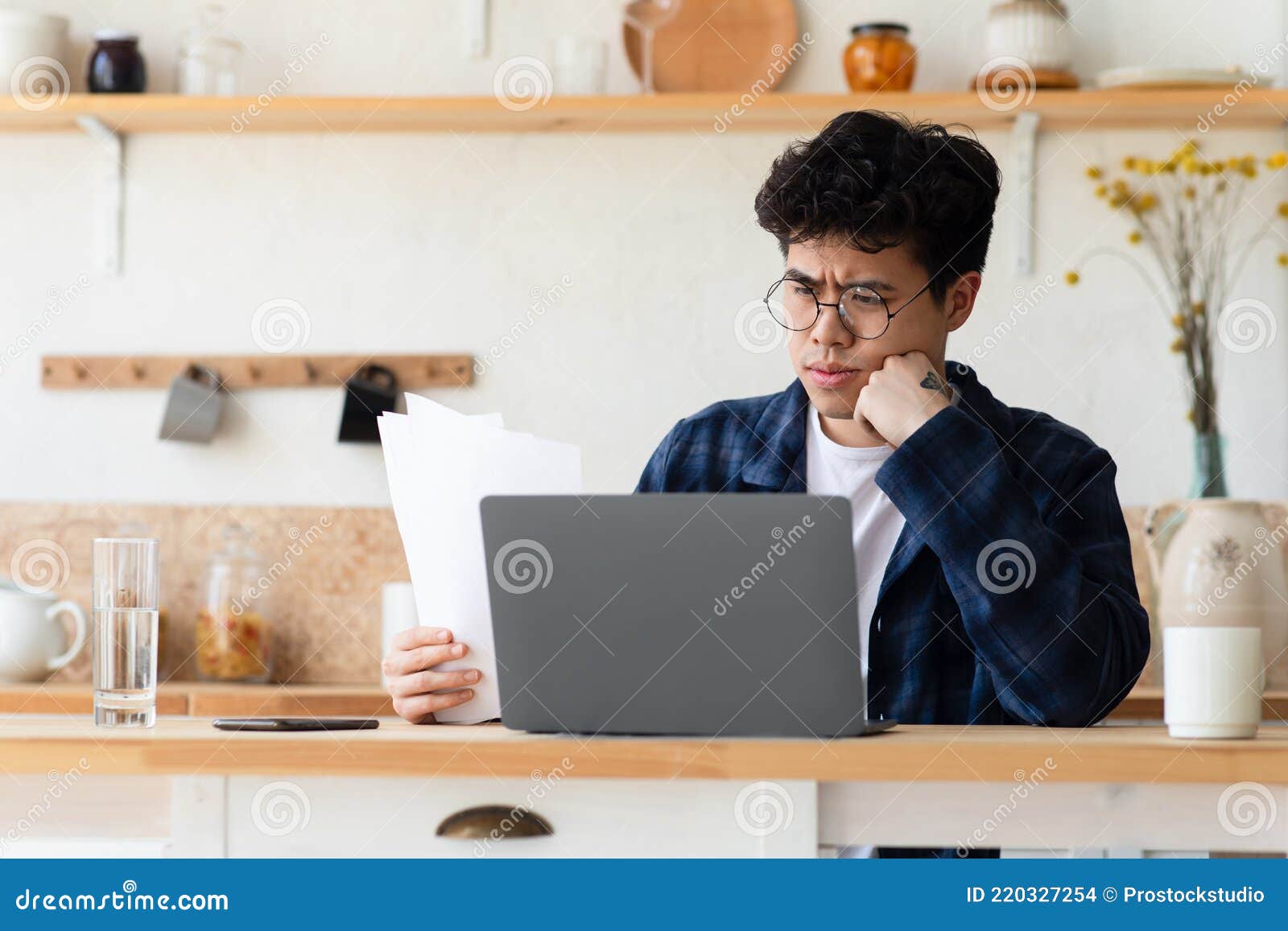 Paperwork, Problem and Difficulties in Work at Home Remotely Stock ...