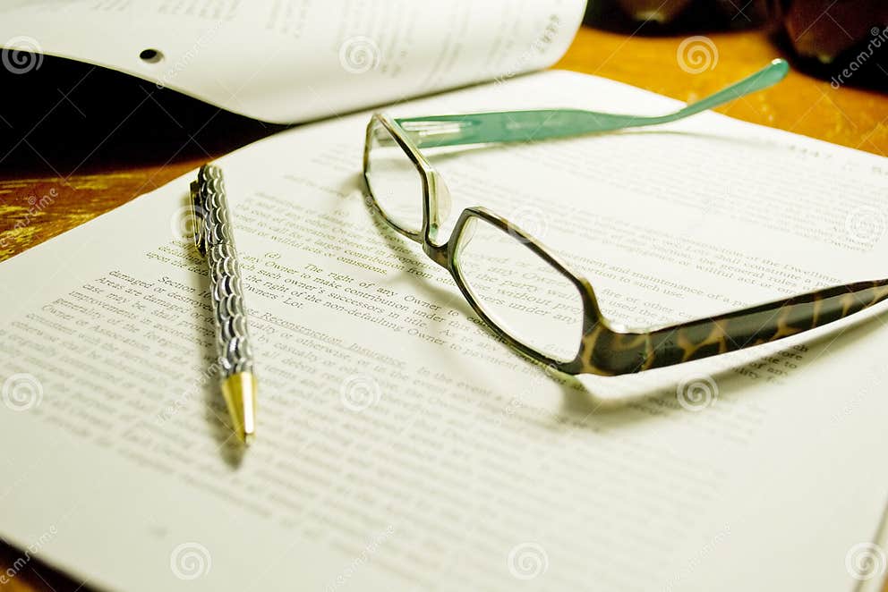 Paperwork with Ready Glasses and Pen Stock Image - Image of paperwork ...