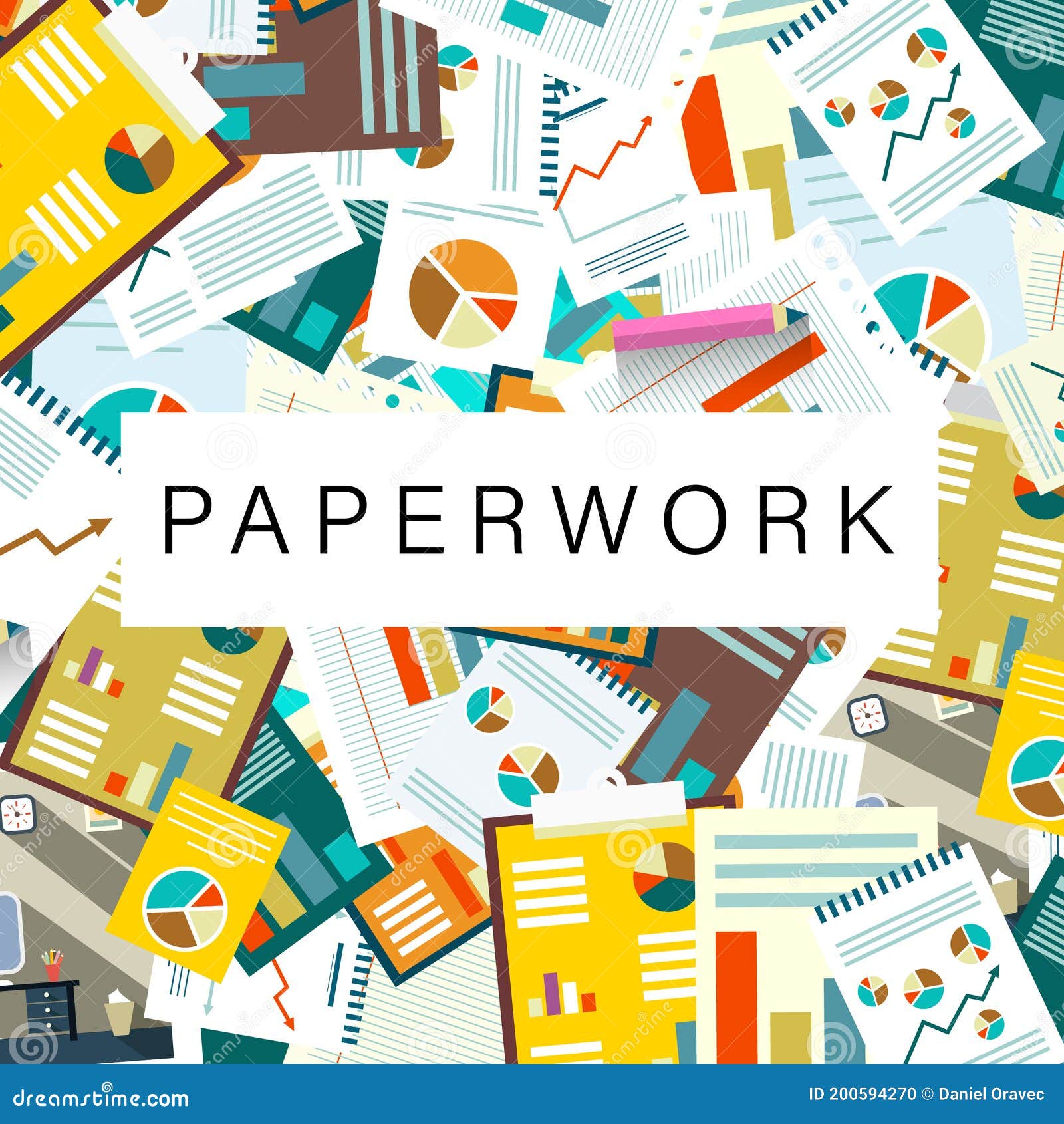 Paperwork Vector Background with Graphs Stock Vector - Illustration of ...