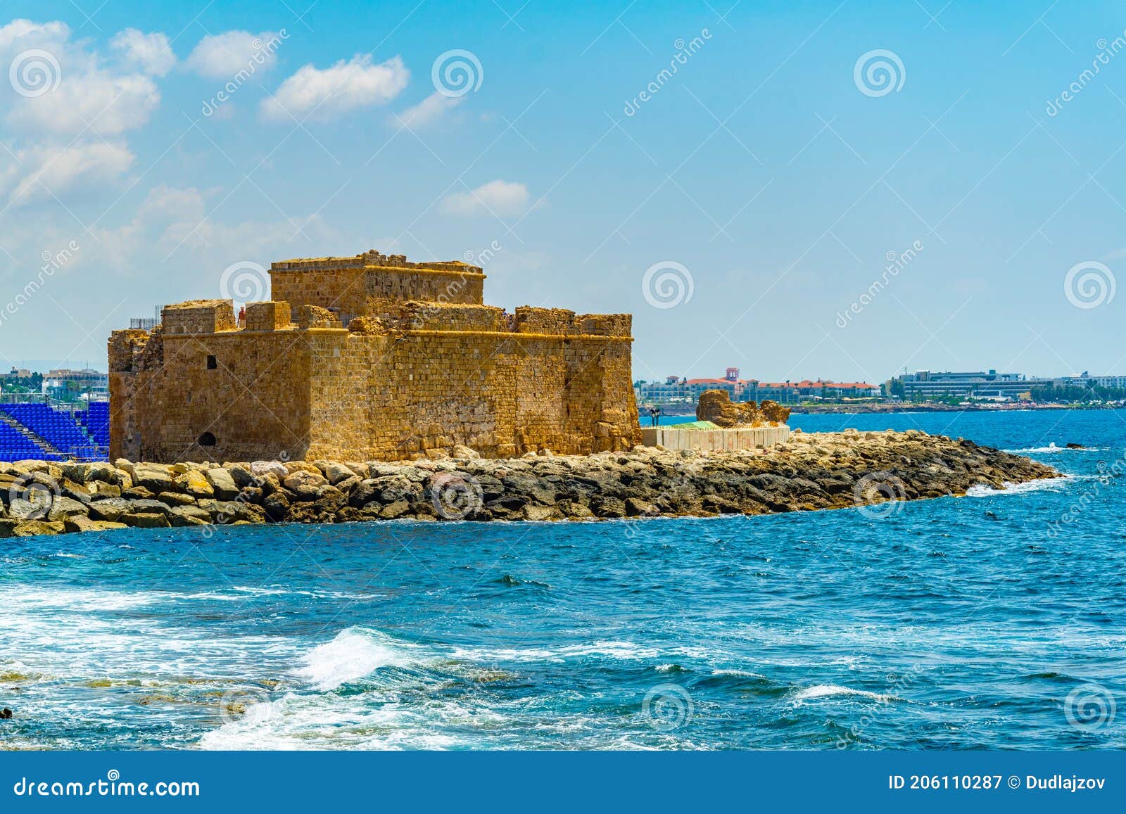 Paphos castle on Cyprus stock image. Image of water - 206110287