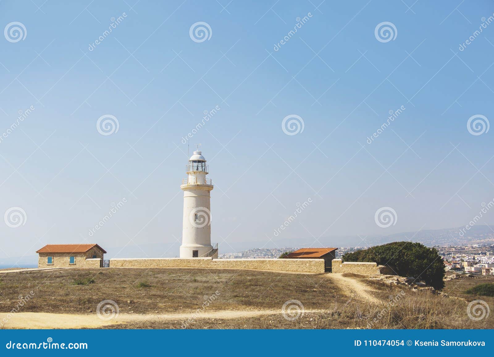 The Paphos Lighthouse. Cyprus Landmark Stock Photo - Image of ...