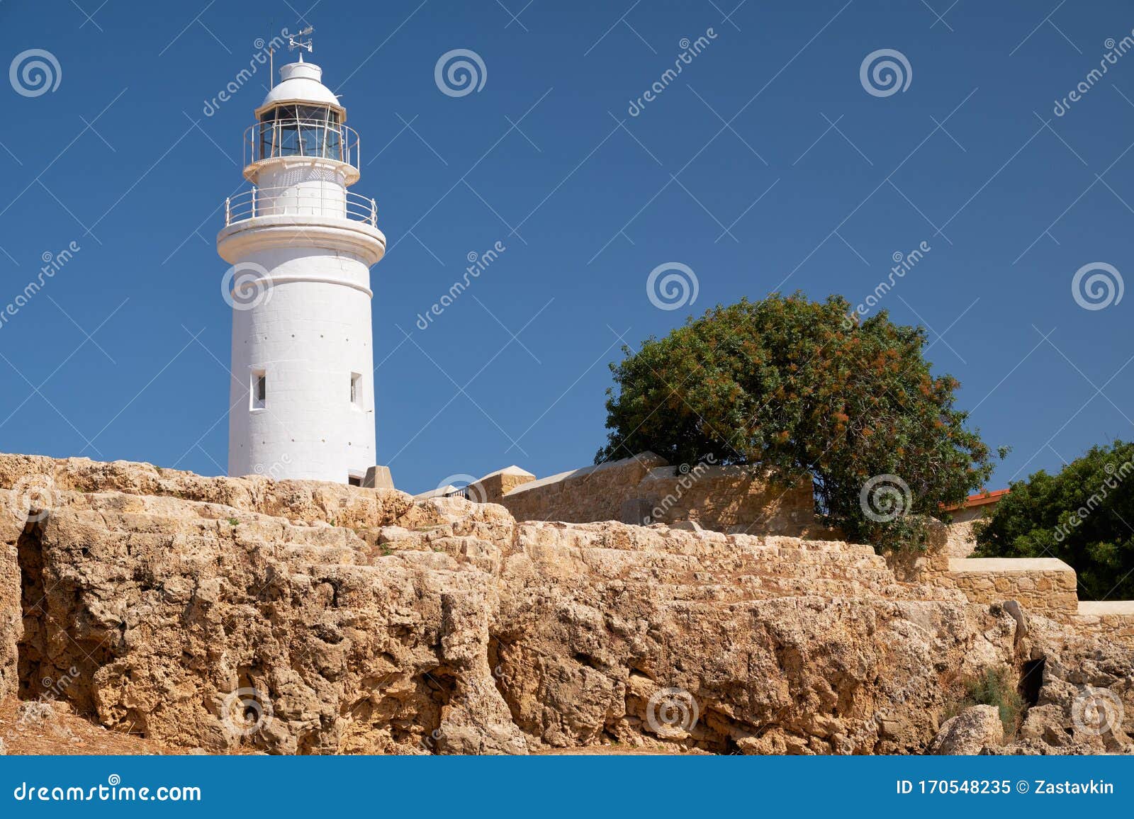 Paphos lighthouse. Cyprus stock image. Image of landscape - 170548235