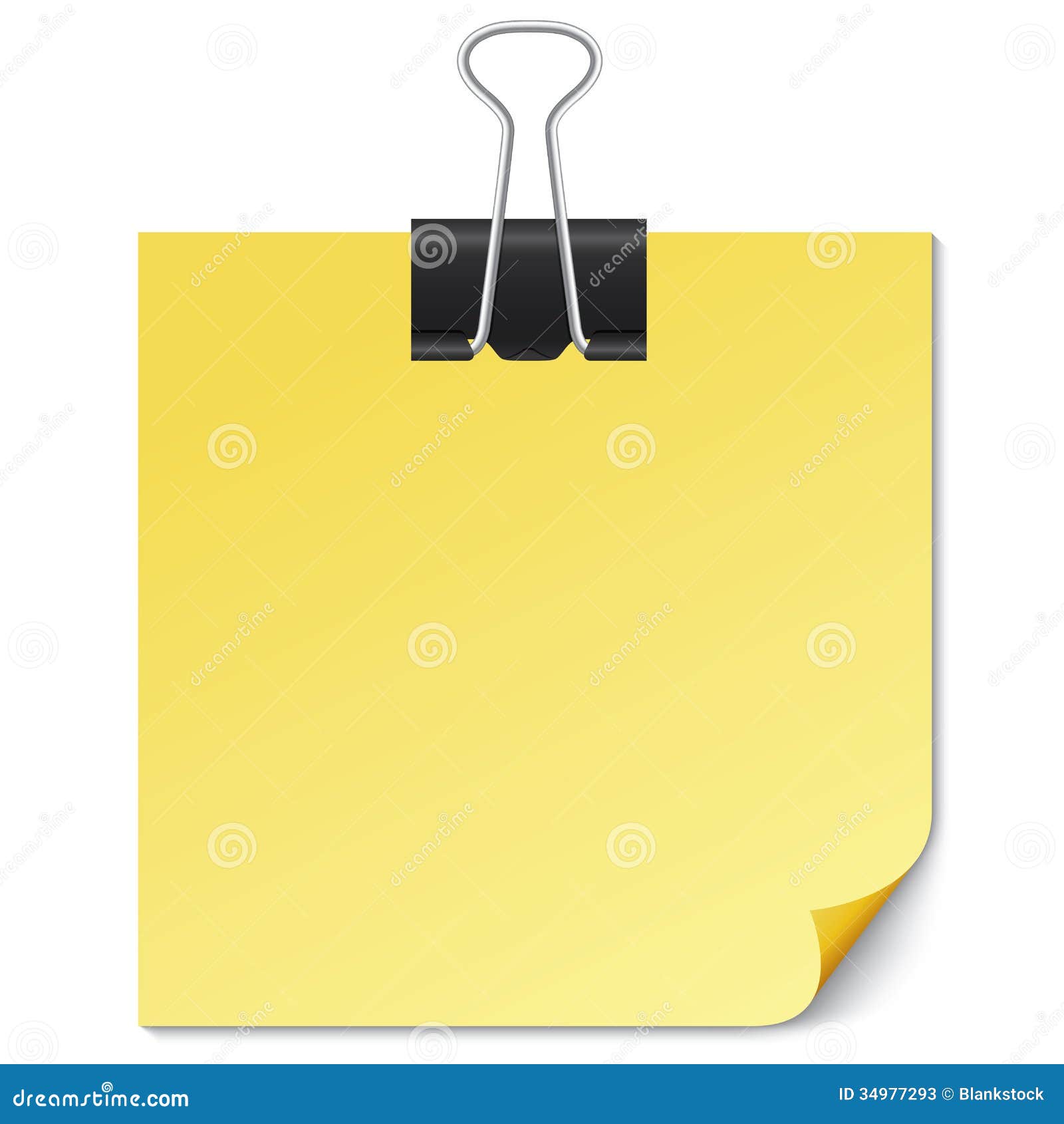 Papier De Note Jaune Avec L'agrafe De Reliure Sur Le Blanc ...