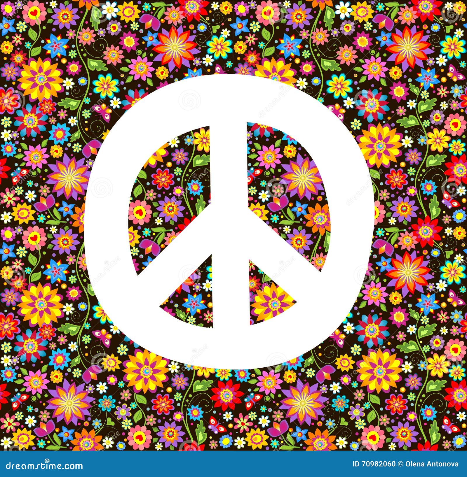 Papier Peint Hippie Avec La Copie De Fleurs Illustration de Vecteur ...