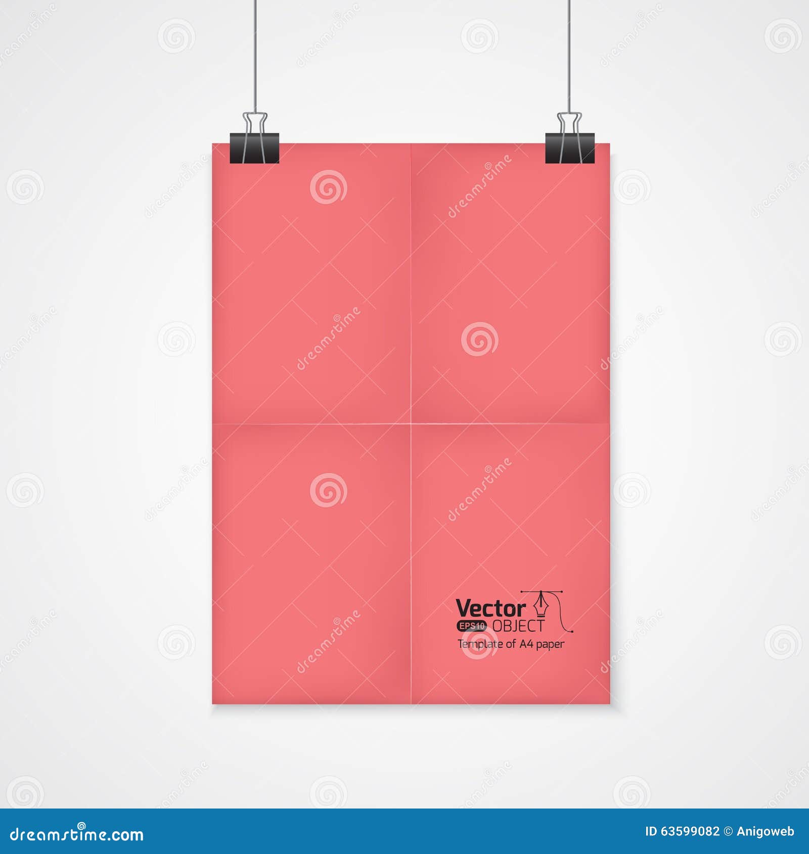 Papier-Rot Der Schablone A4 Vektor Abbildung - Illustration von clips ...