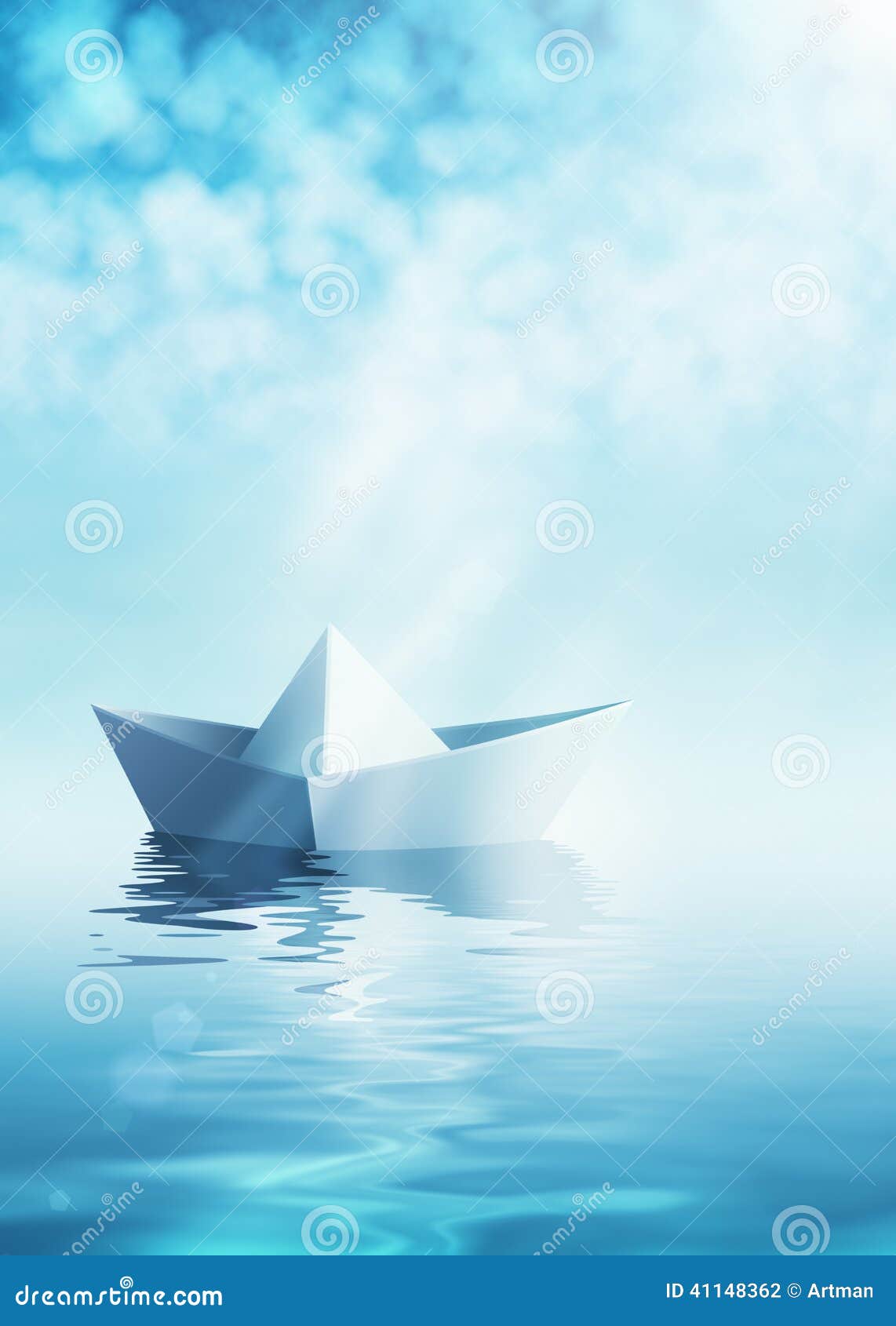 Papierboot Auf Azurblauem Wasser Stock Abbildung - Illustration von ...