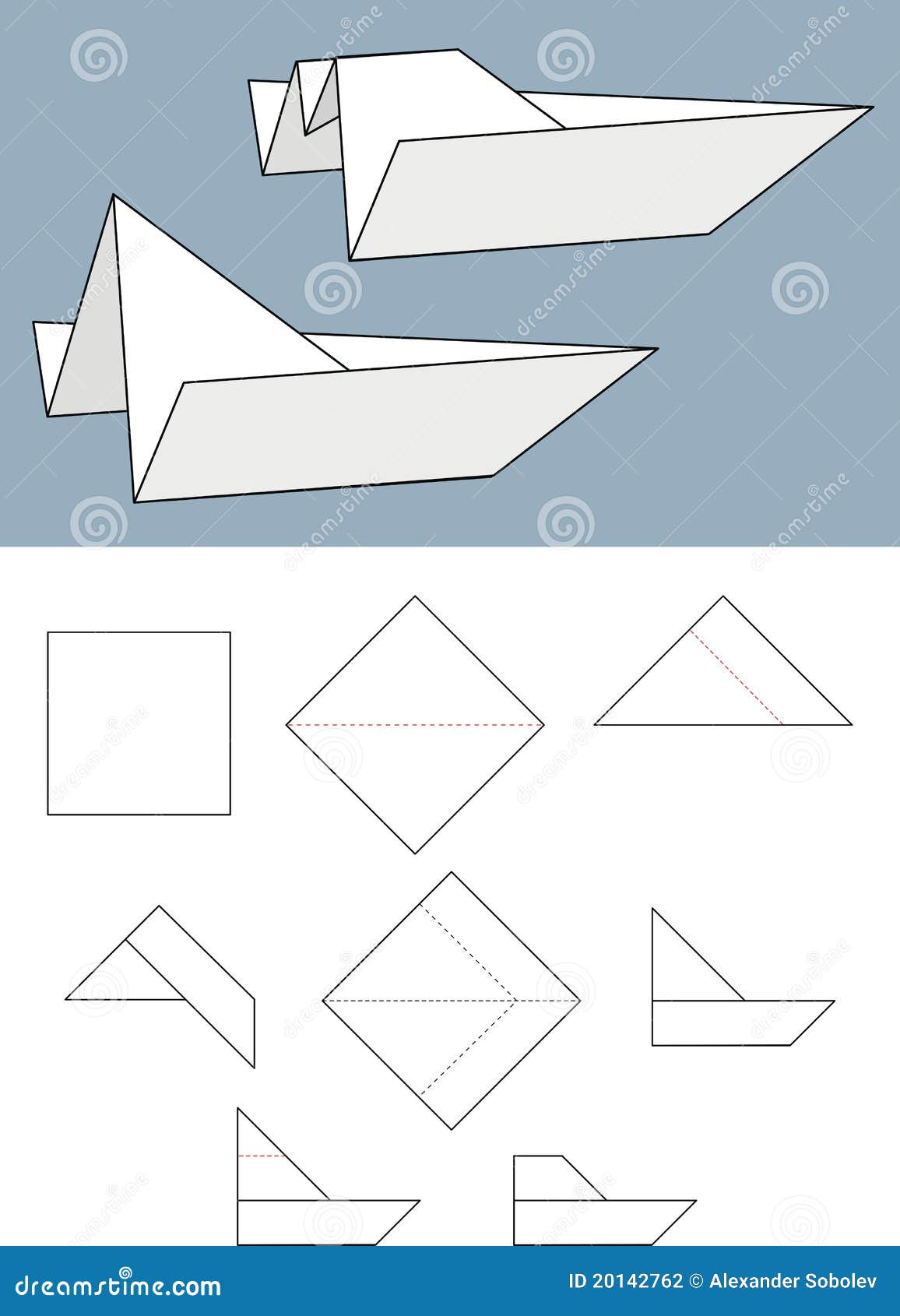 Papierboot - Origami. vektor abbildung. Illustration von drehzahl ...