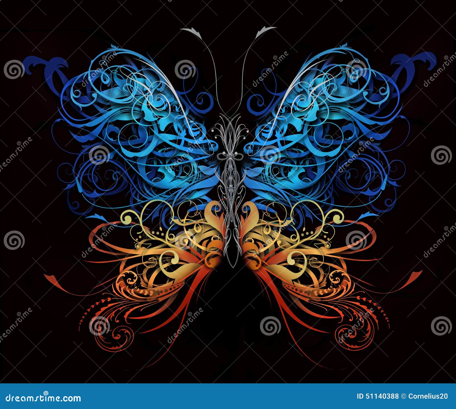 Papillon Fait De Formes De Flourish Illustration Stock - Illustration ...