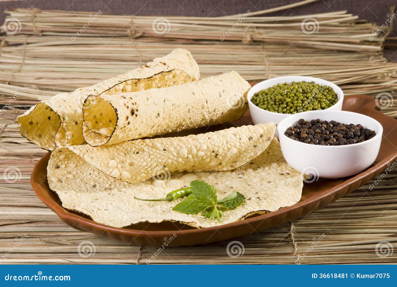 Pappadams with Ingredient stock image. Image of beans - 36618481