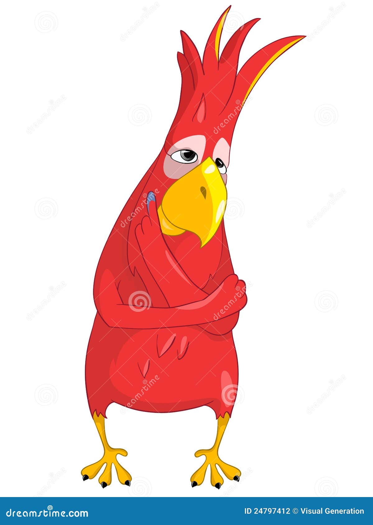 Pappagallo Divertente Di Pensiero. Illustrazione Vettoriale ...