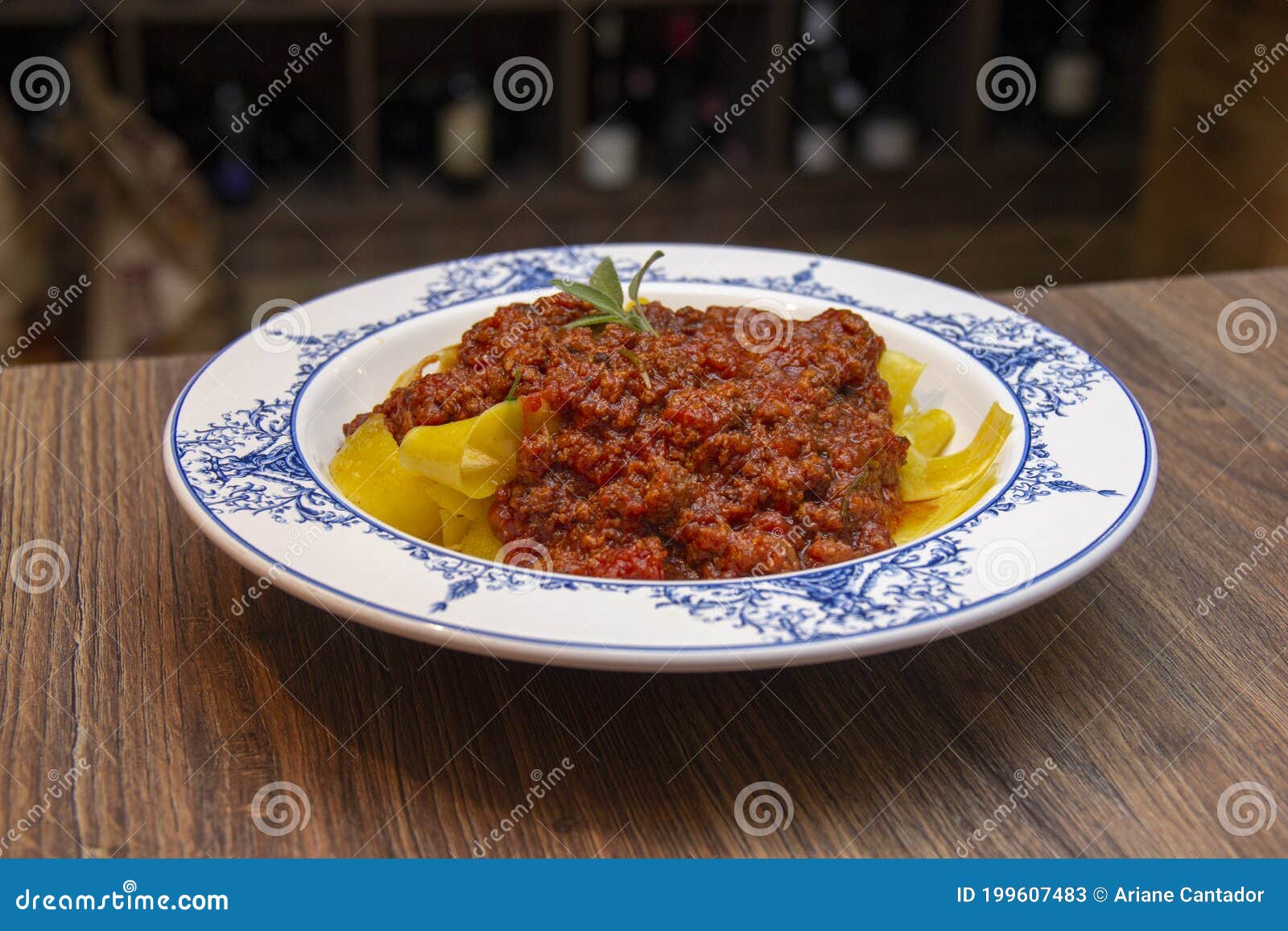 Pappardelle Pasta with Meat Rag. Typical Dish of Tuscany Stock Image ...