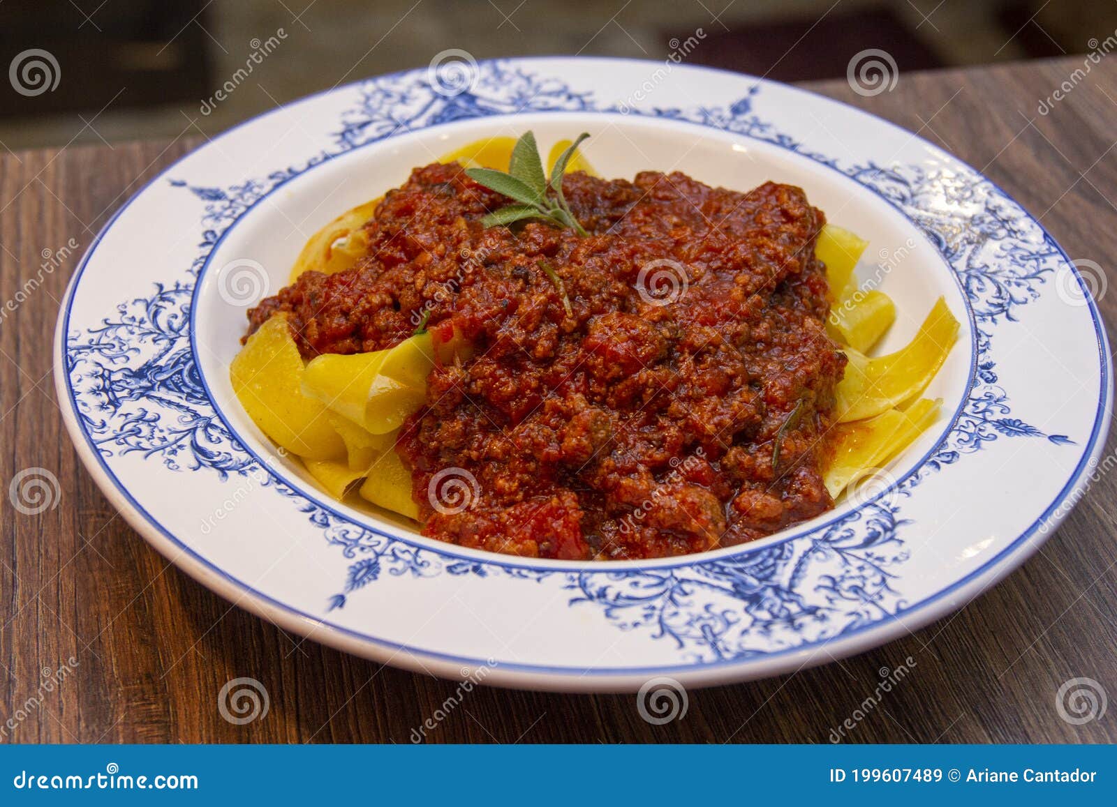 Pappardelle Pasta with Meat Rag. Typical Dish of Tuscany Stock Image ...