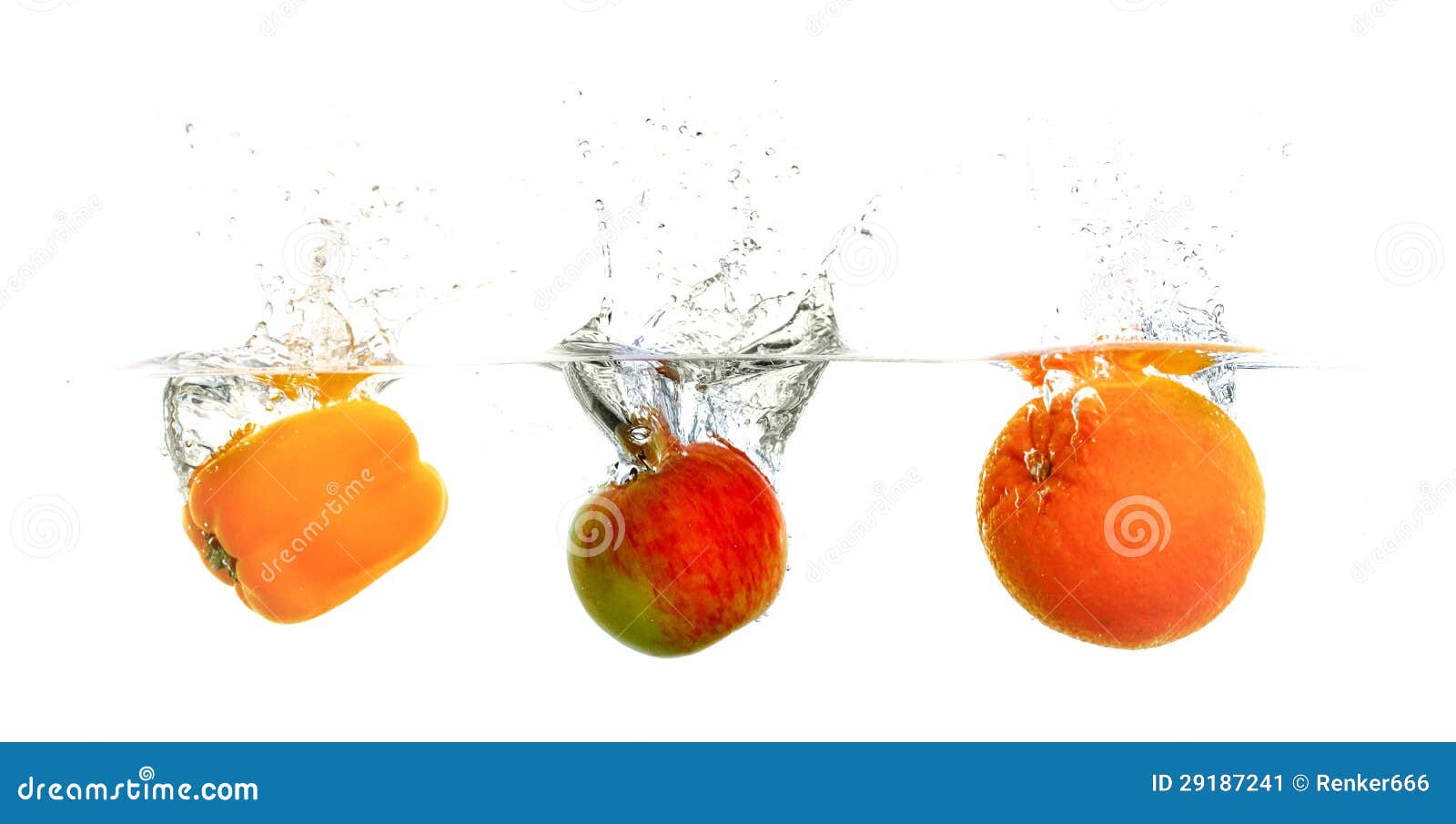 Paprika, Apple and Orange in Water Stock Image - Image of health ...