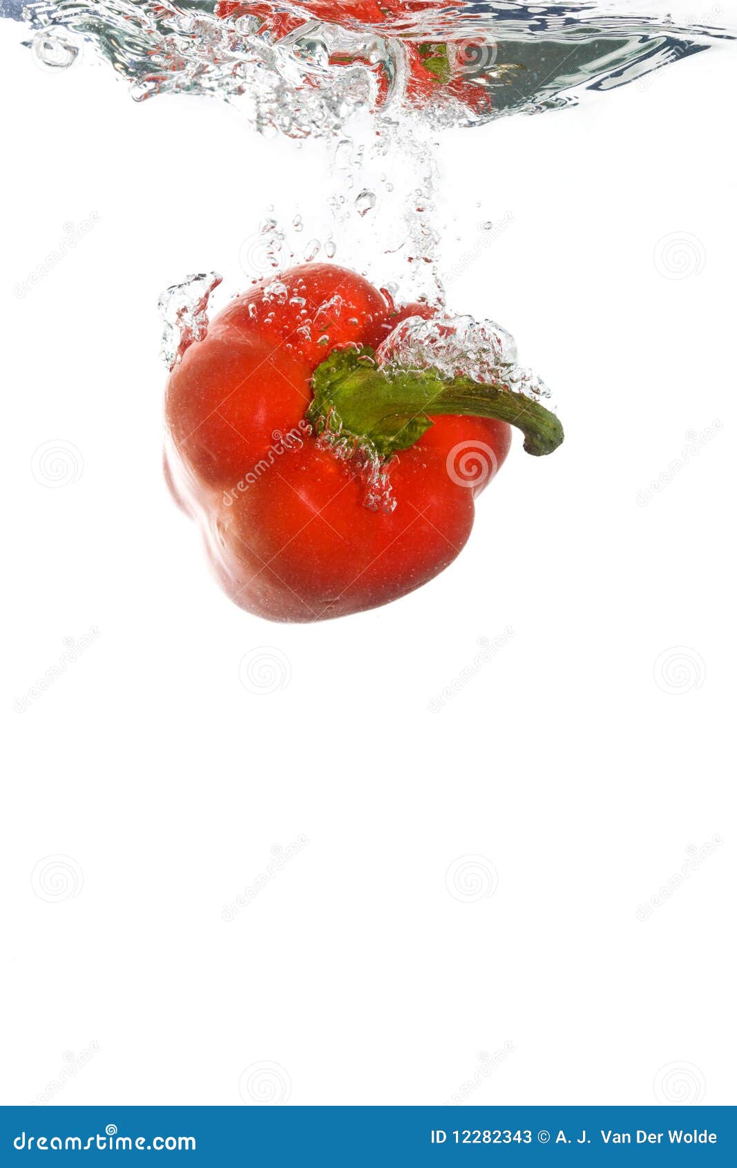 A Paprika Falling into the Water Stock Image - Image of eating, drop ...