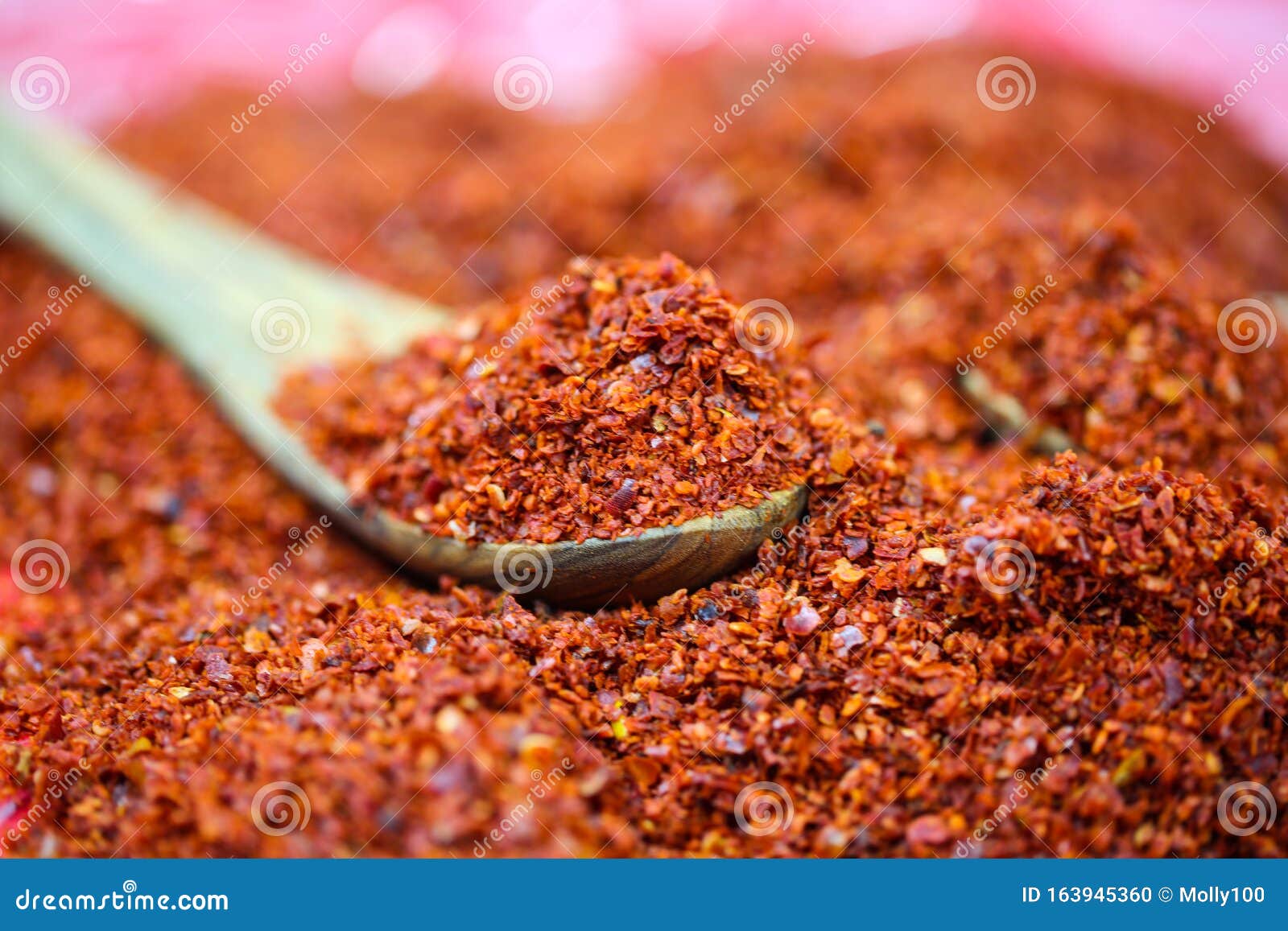 Paprika Flakes with Spoon in Closeup Stock Photo - Image of paprika ...