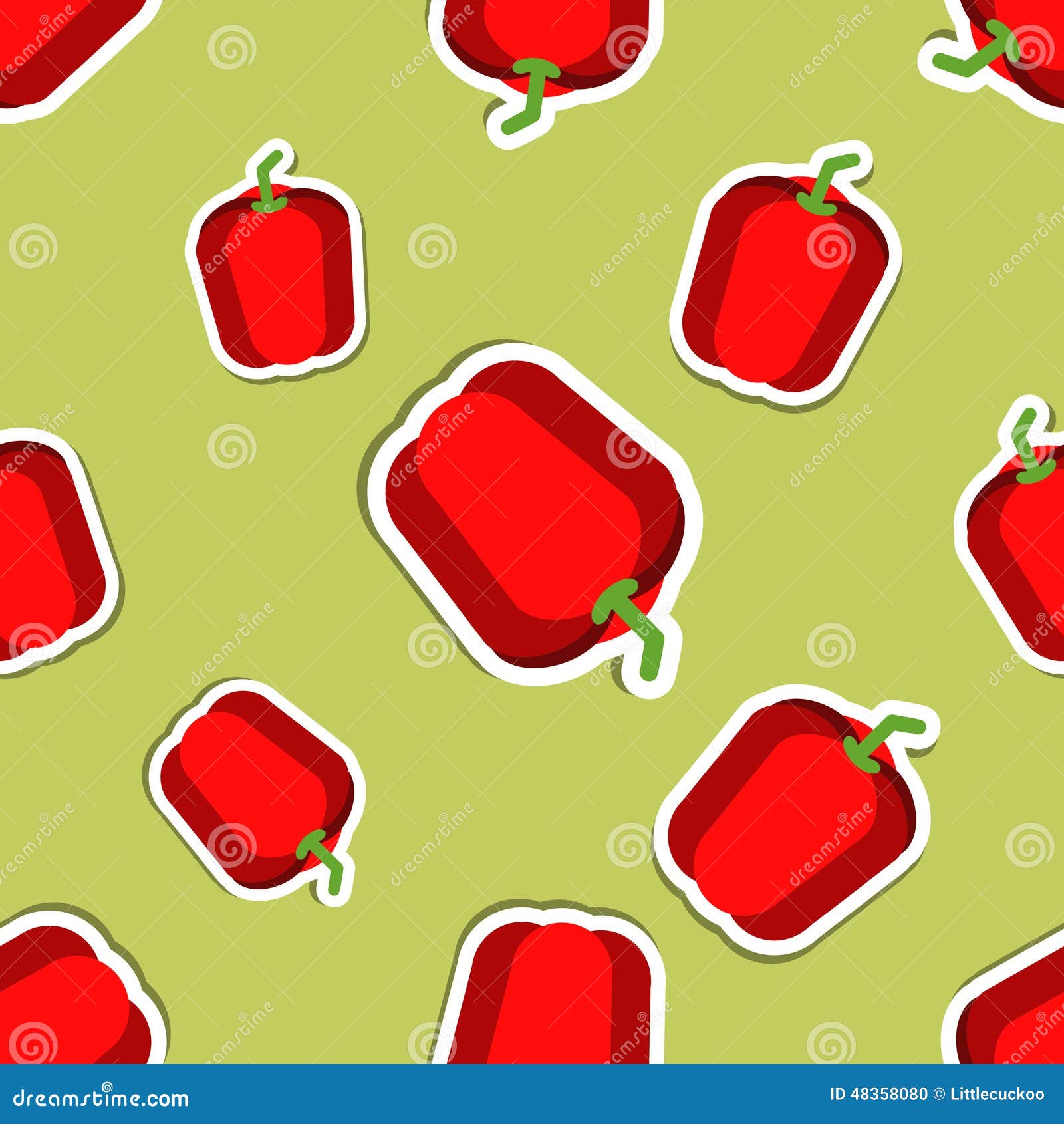 Paprika Pattern. Seamless Texture with Ripe Sweet Pepper Stock Vector ...