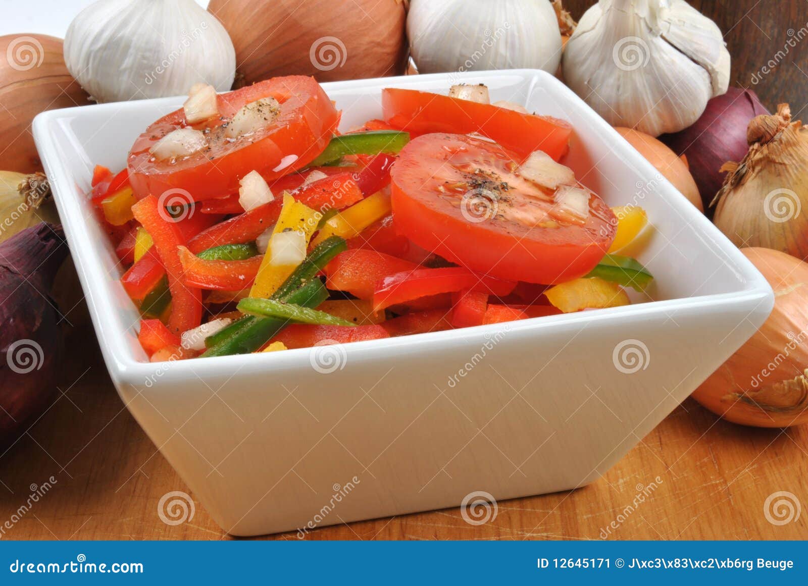 Paprika Salad in a White Bowl Stock Image - Image of culinary, health ...