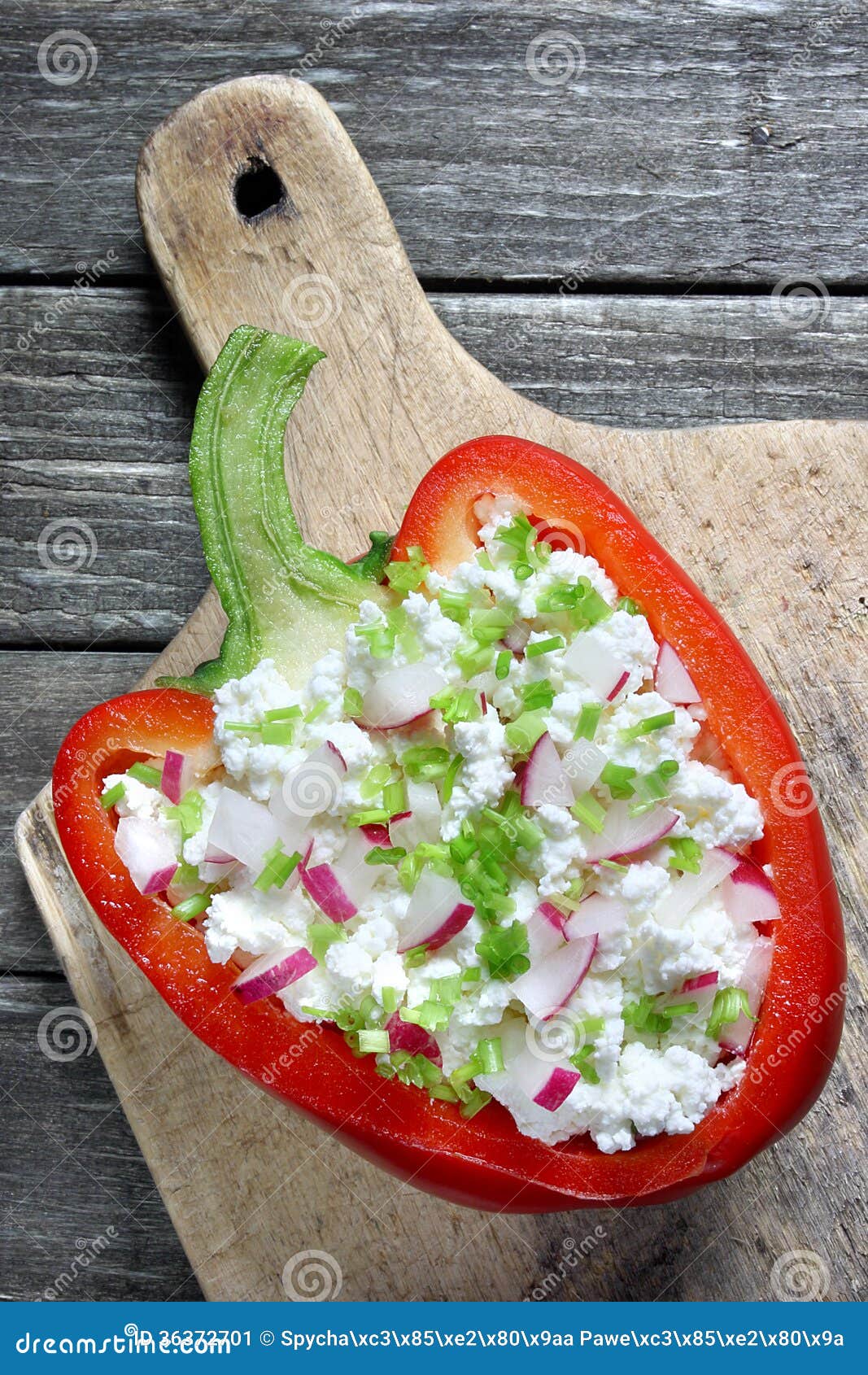 Paprika Stuffed Cottage Cheese Stock Image - Image of cheese, breakfast ...