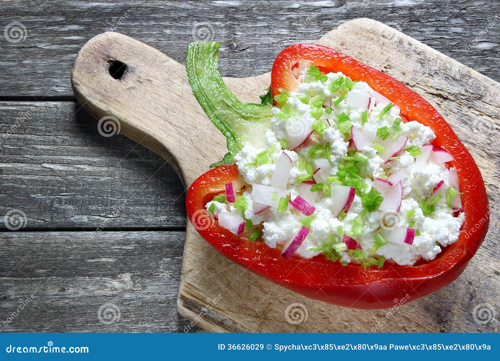 Paprika Stuffed Cottage Cheese Stock Image - Image of cheese, food ...
