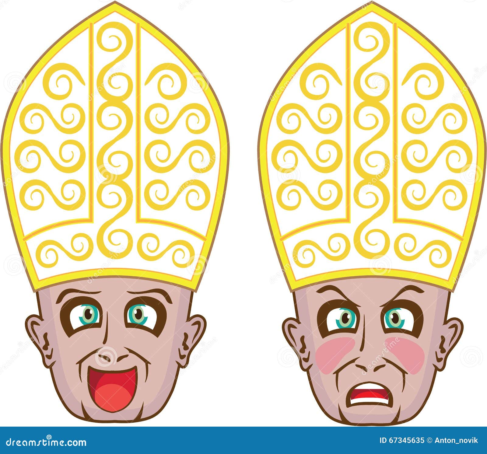 Papst Manga Cartoon Face vektor abbildung. Illustration von führer ...