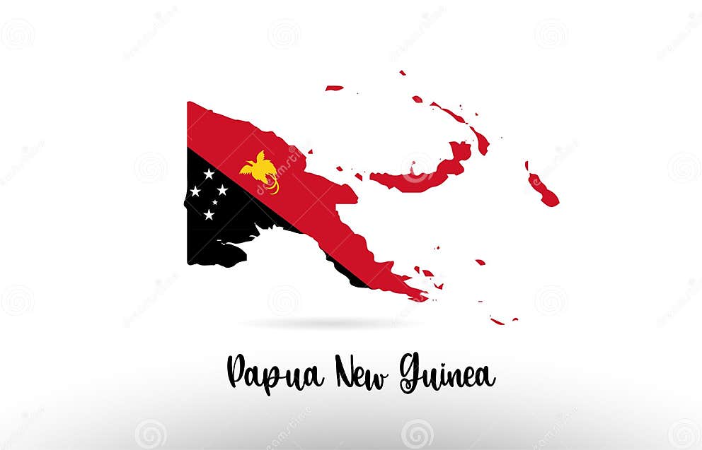 Papua New Guinea Country Flag Inside Map Contour Design Icon Logo Stock