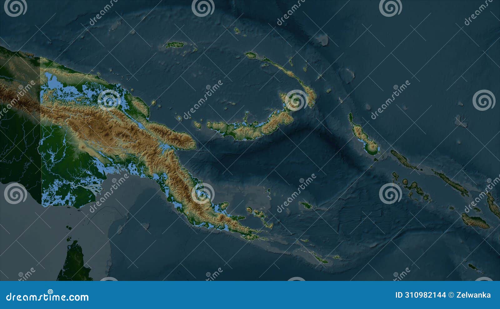 Papua New Guinea Highlighted. Physical Stock Illustration ...