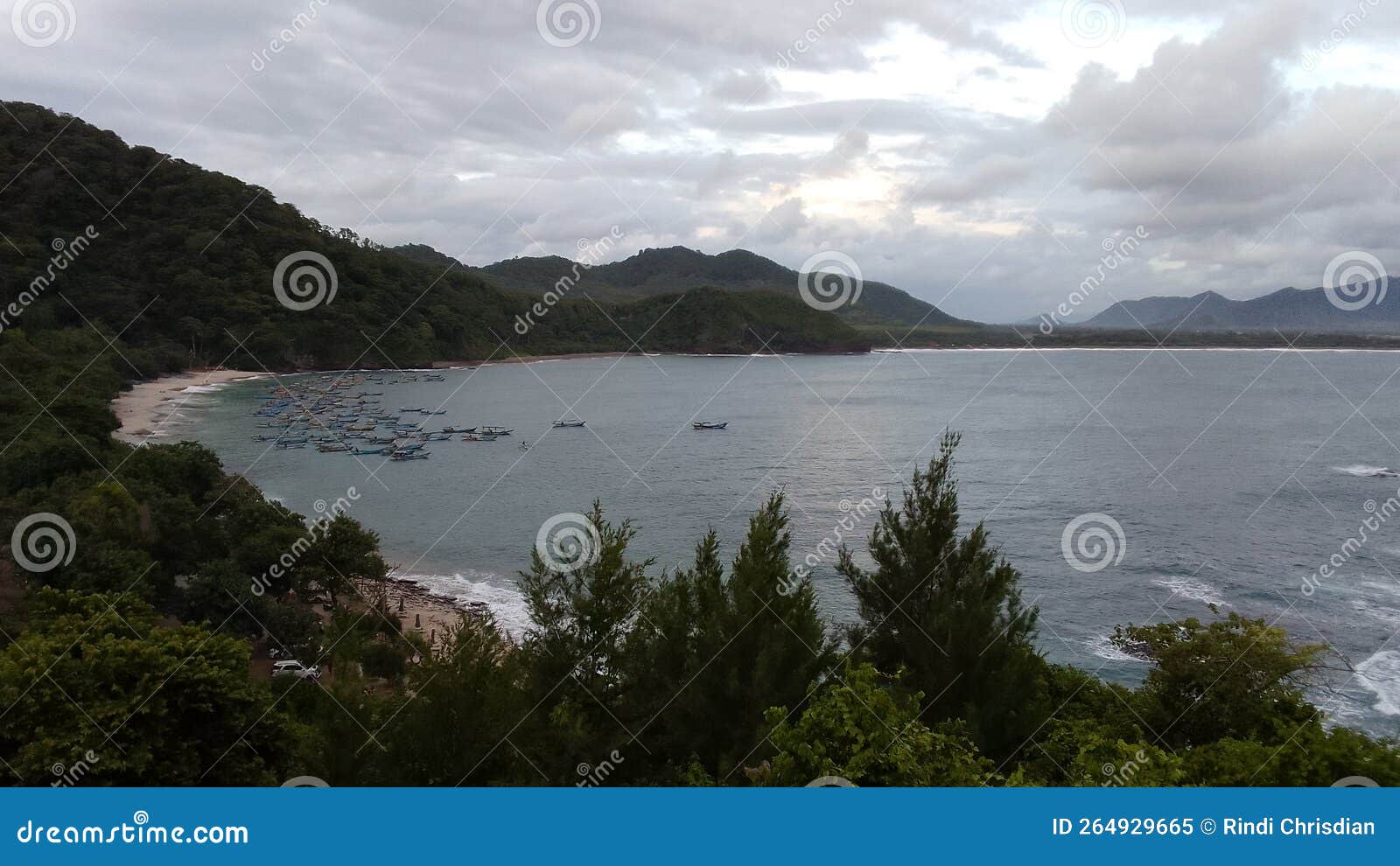 Papuma Beach in the South of Java Island Stock Image - Image of tree ...