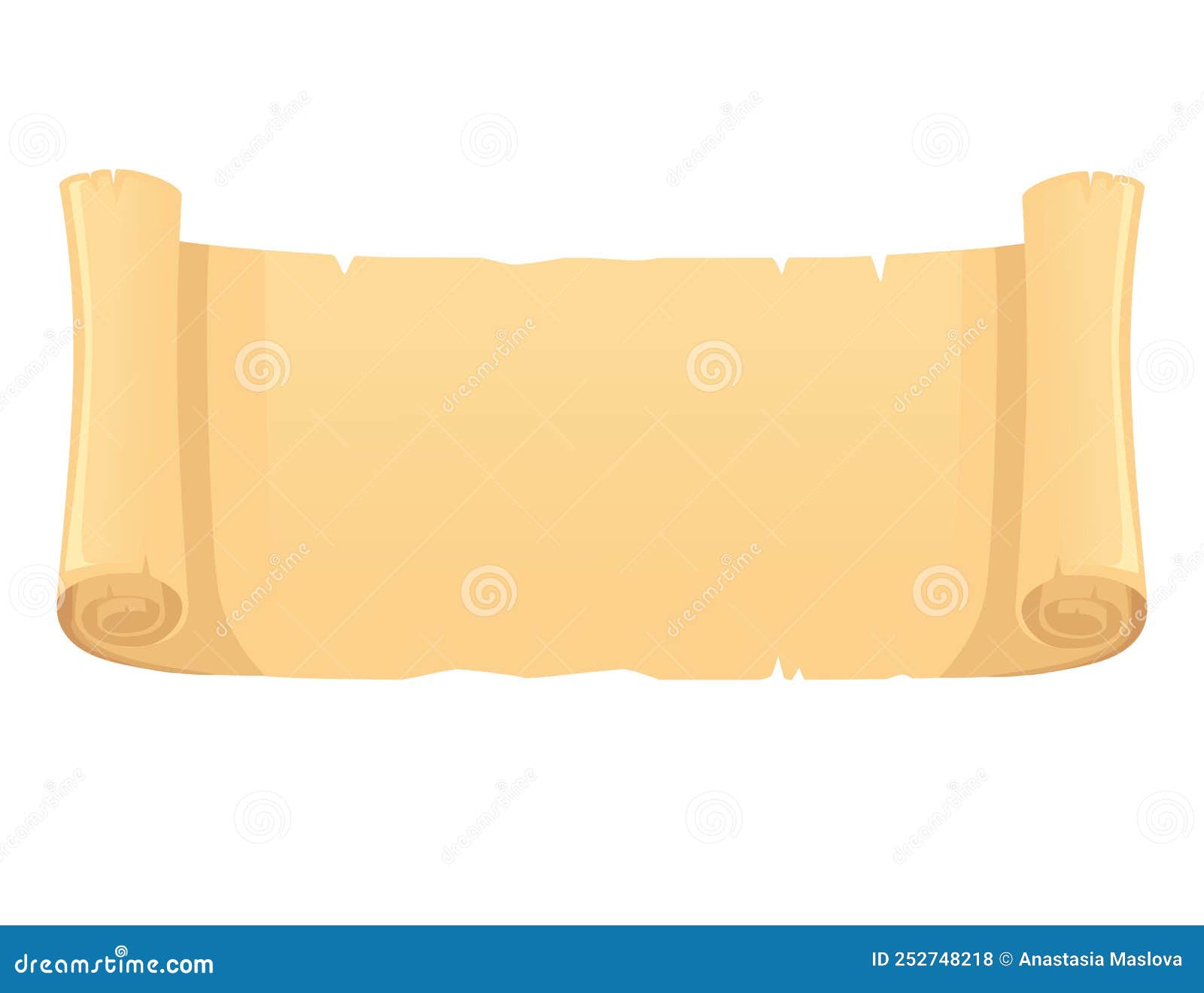 Papyrus Ancient Or Medieval Scroll With Damage Vector Illustration ...