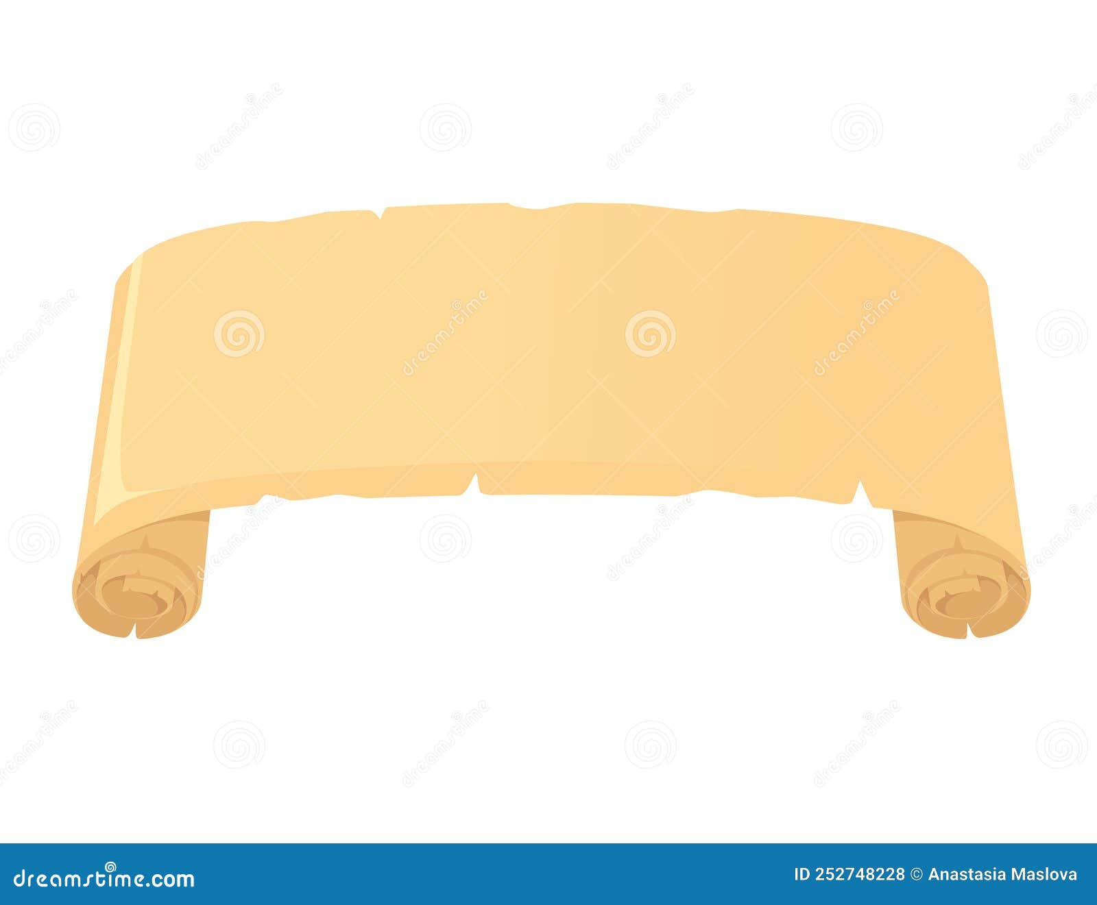 Papyrus Ancient Or Medieval Scroll With Damage Vector Illustration ...